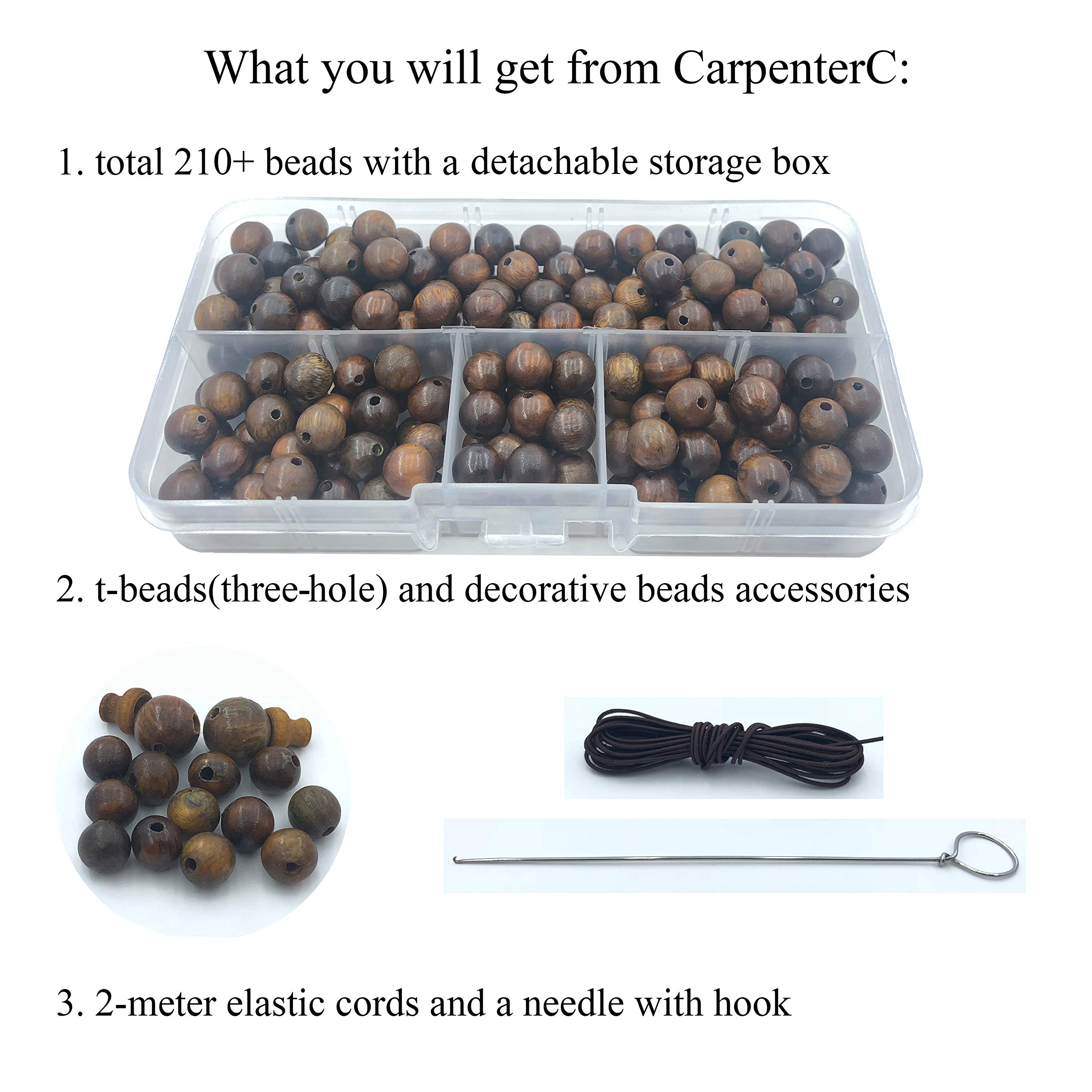 CarpenterC 200pcs 8mm Gorgeous Natural Round Polished Rosewood Loose Beads for Jewelry Making DIY Handmade Crafts
