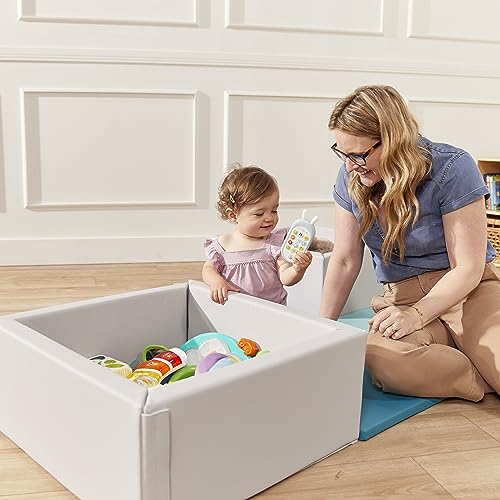 ECR4Kids SoftZone Play Patch Toy Bins, Beginner Playset, Light Grey, 2-Pack