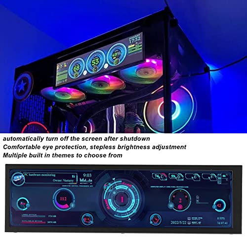Cryfokt 8.8 Inch IPS Display, Chassis Secondary Screen CPU GPU SSD Data Temperature Display 360 Degree Rotation for Computer