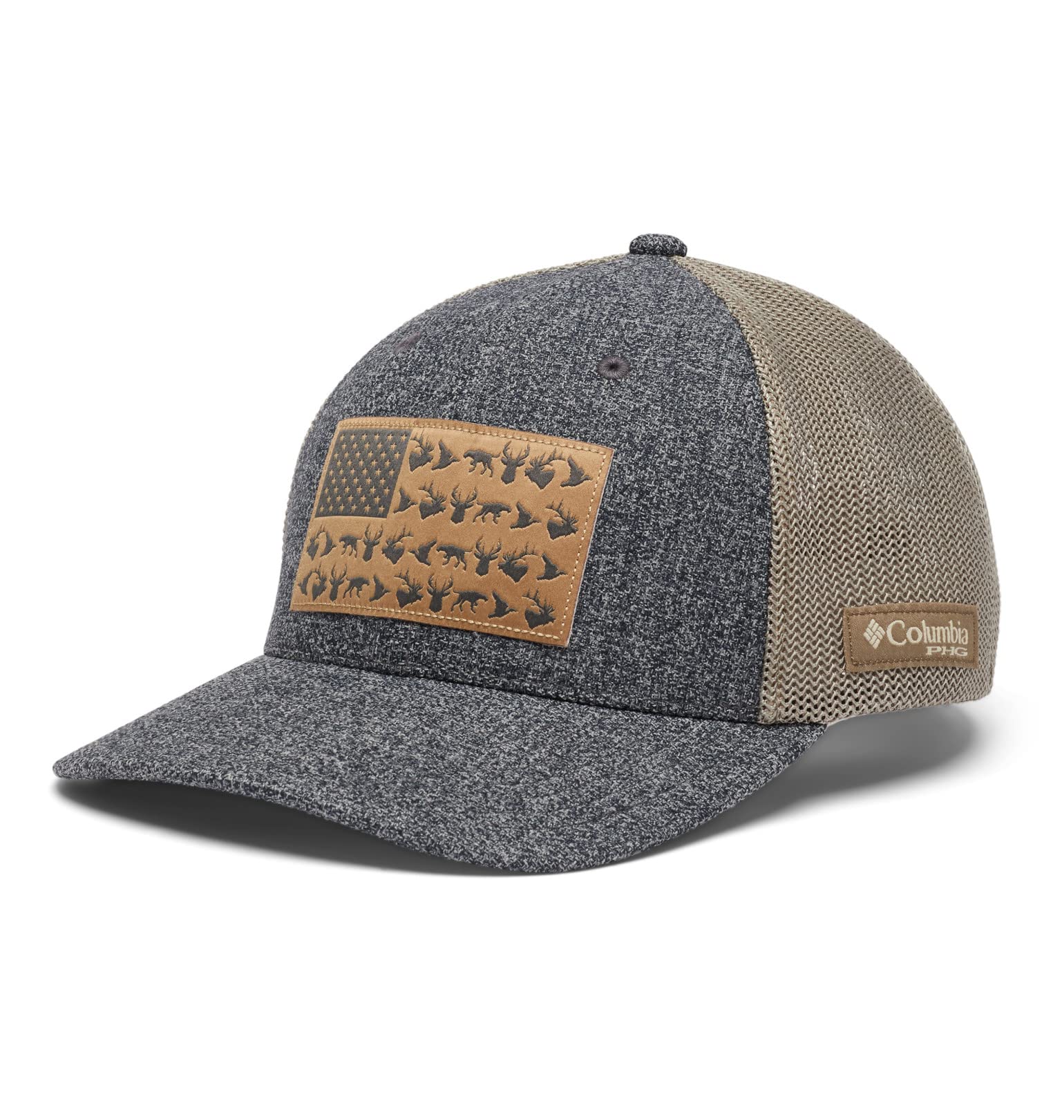 Columbia Unisex PHG Game Flag Mesh Ball Cap - Mid, Grill Heather/Flax, Large/X-Large