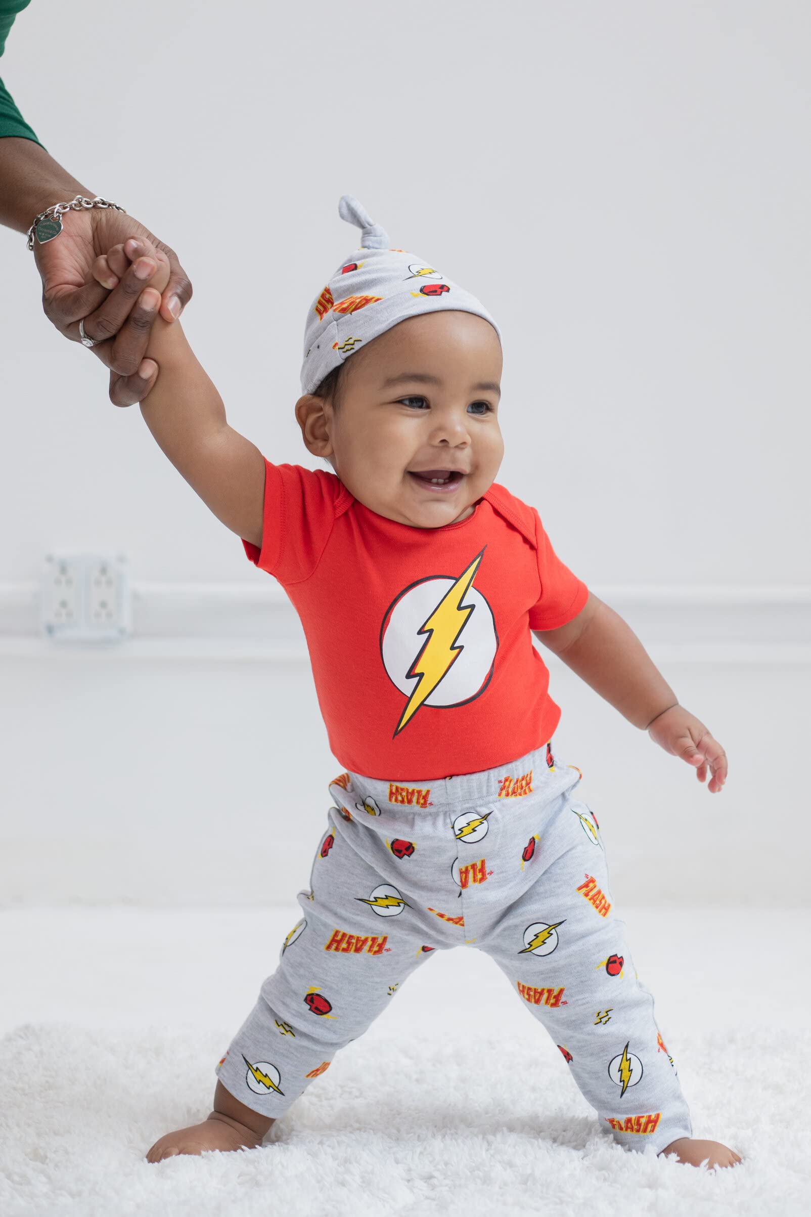 DC Comics Justice League Superman Newborn Baby Boys Bodysuit Pants and Hat 3 Piece Outfit Set Blue 3-6 Months