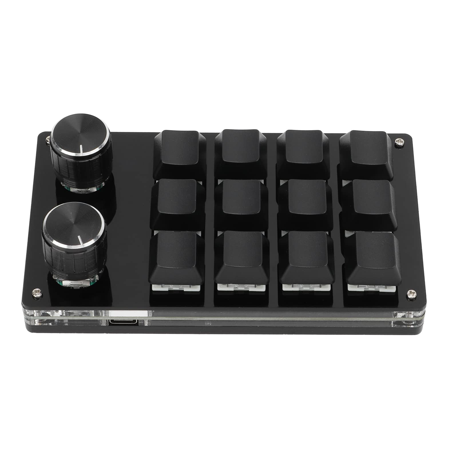 Cryfokt One Handed Macro Mechanical Keyboard, 12 Key Portable Mini Programmable Keyboard, Multifunction DIY Keyboard with Knob Plug and Play Mechanical Gaming Keypad for Office Gaming