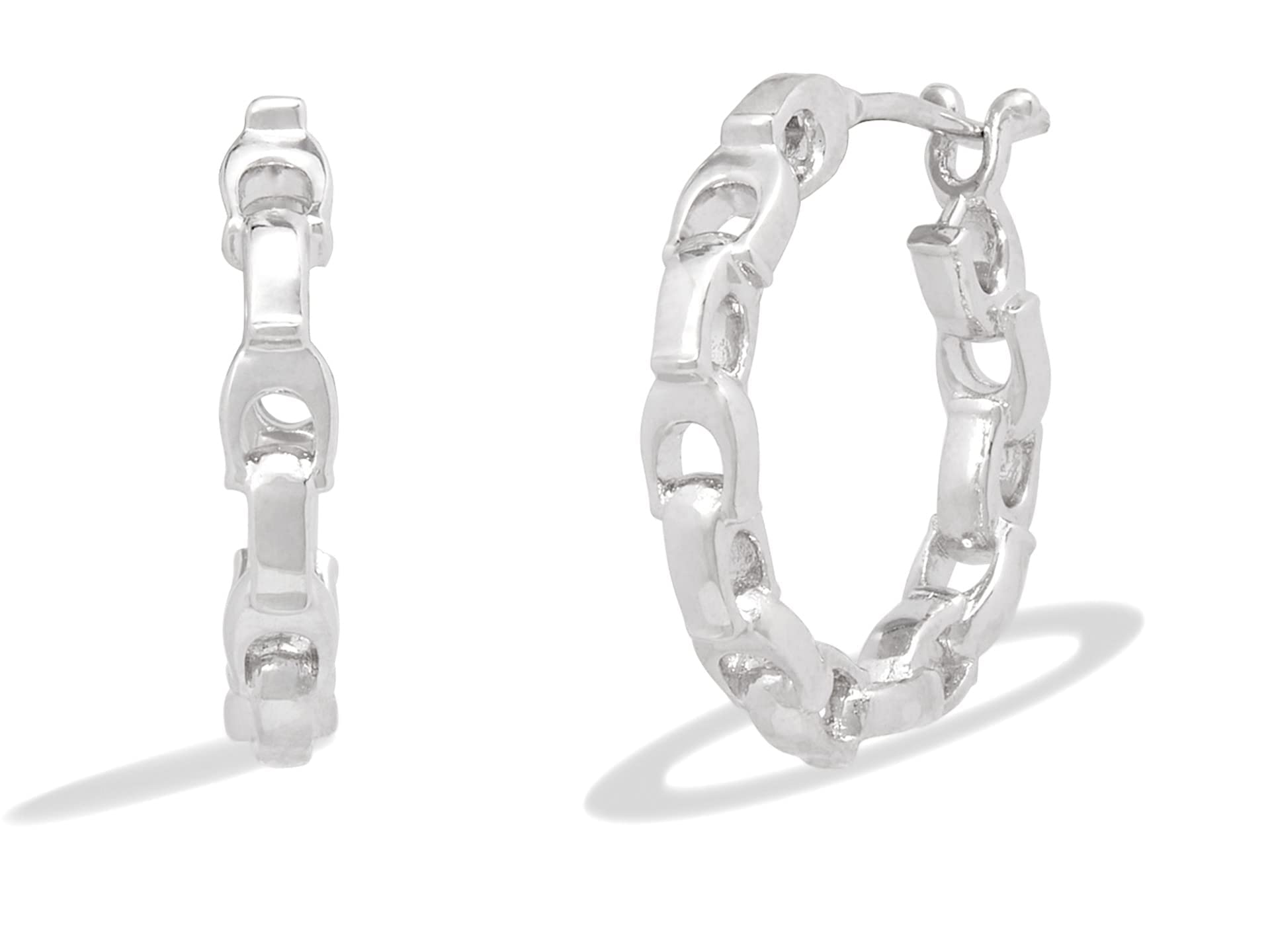 COACH Signature Link Hoop Earrings Rhodium One Size
