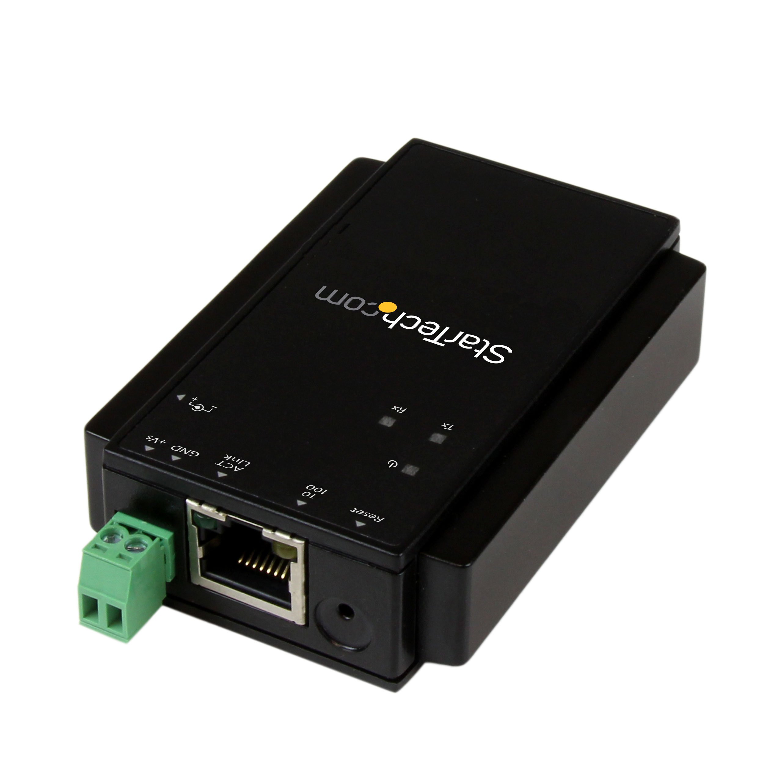 StarTech.com 1 Port RS-232 Serial to IP Ethernet Device Server - DIN Rail Mountable - Serial Device Server - Serial Over IP Device Server (NETRS232), Black