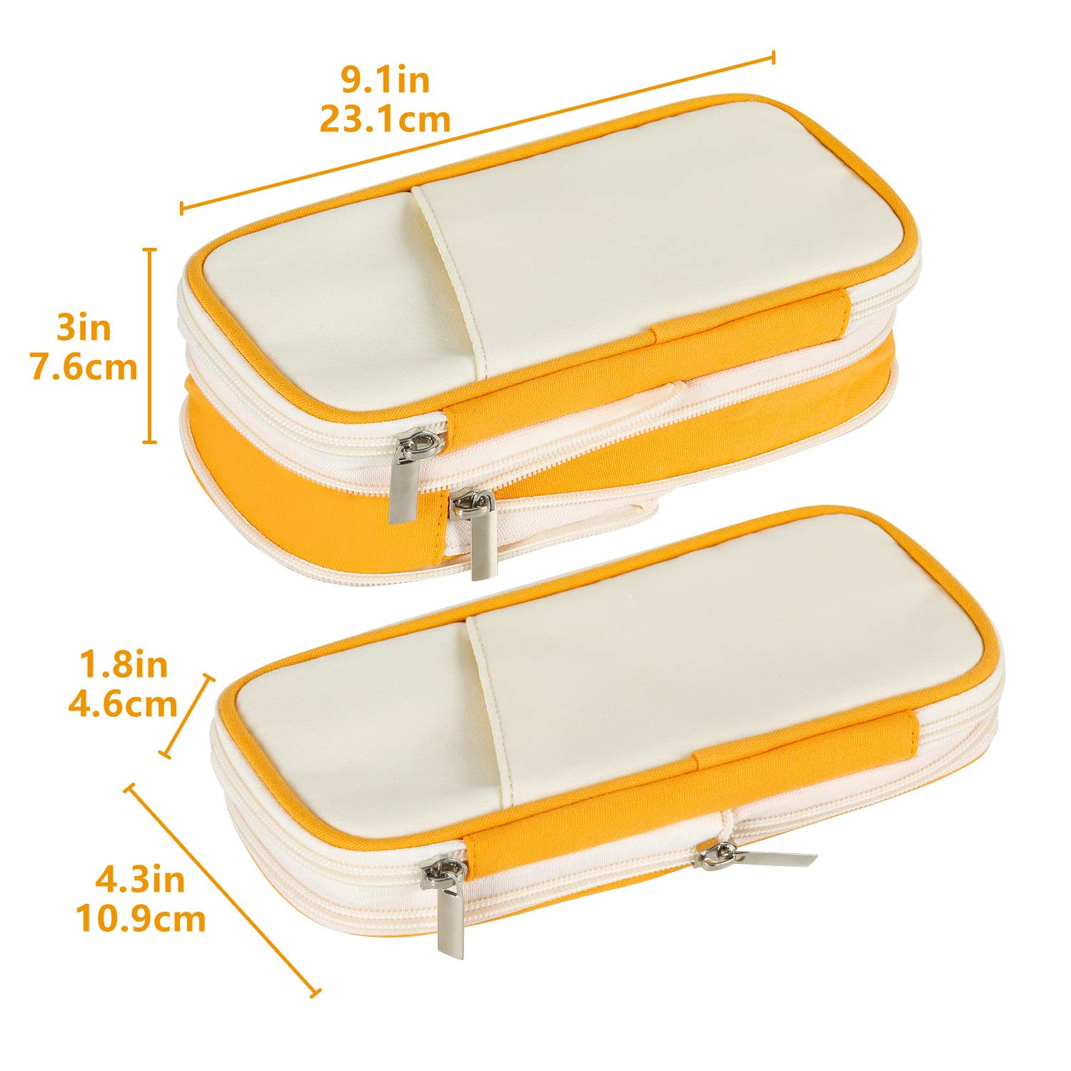 deli Foldable Pencil Pen Case Big Capacity Pencil Pouch Large Pencil Bag Makeup Bag for Teen Boys Girls School Students, Orange