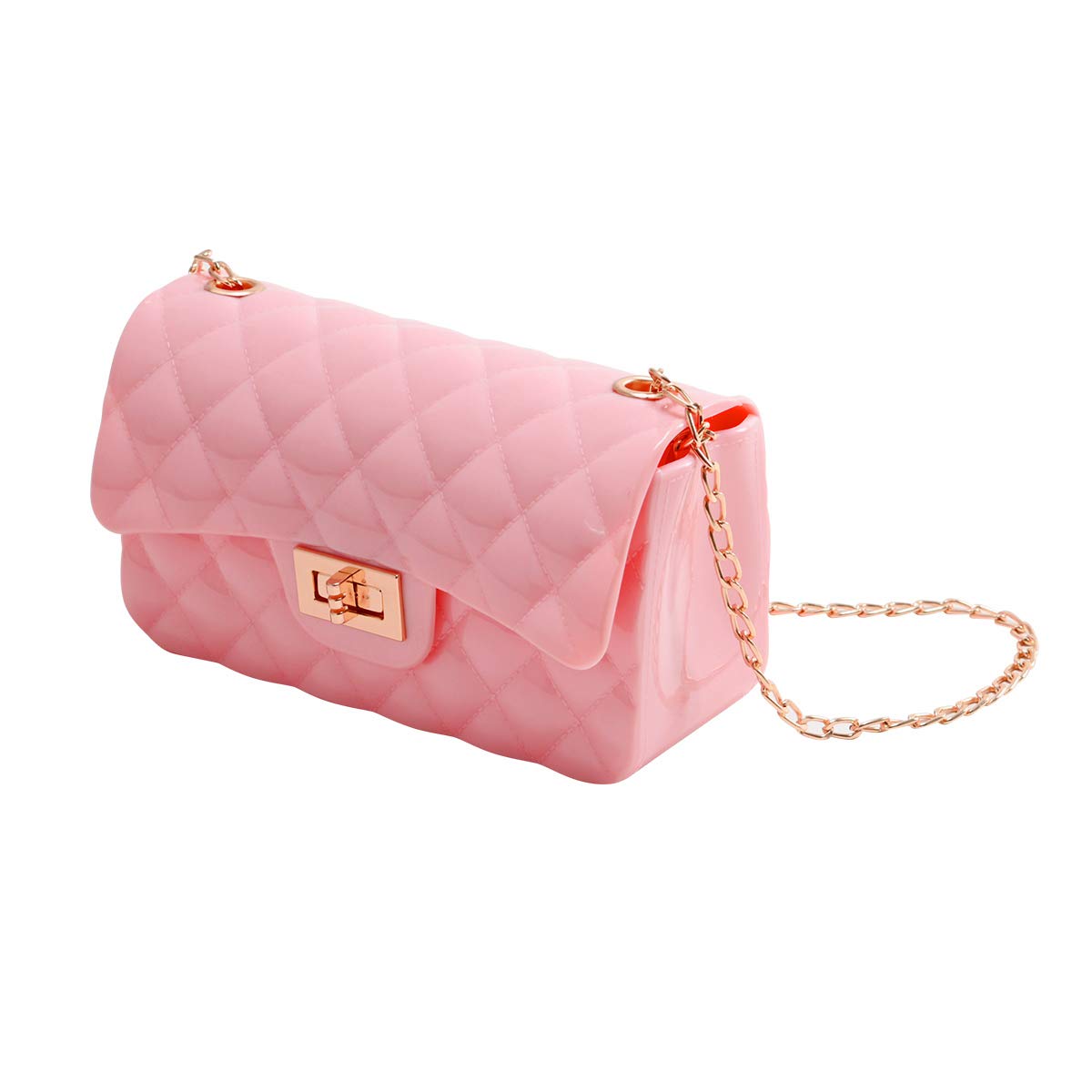 ONLVAN Summer Jelly Crossbody Bag Purse,Fashion Ladies Shoulder Bag, Candy Color Jelly Handbags for Women Girls (Pink)