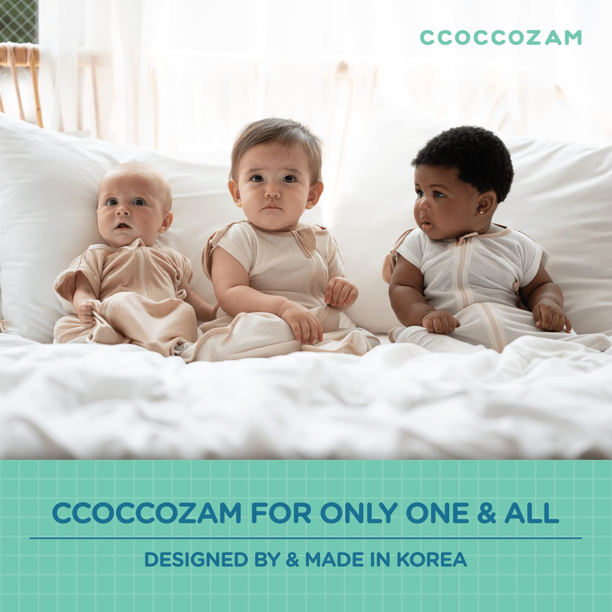 CCOCCOZAM Swaddle, 100% Organic, Air mesh, White, Large, 6-12 momths, 19-26 lbs, Transition Baby Sleep Sack Allow Your Baby to Sleep in a Preferred up-arm Position, Designed for Free Hand Movement