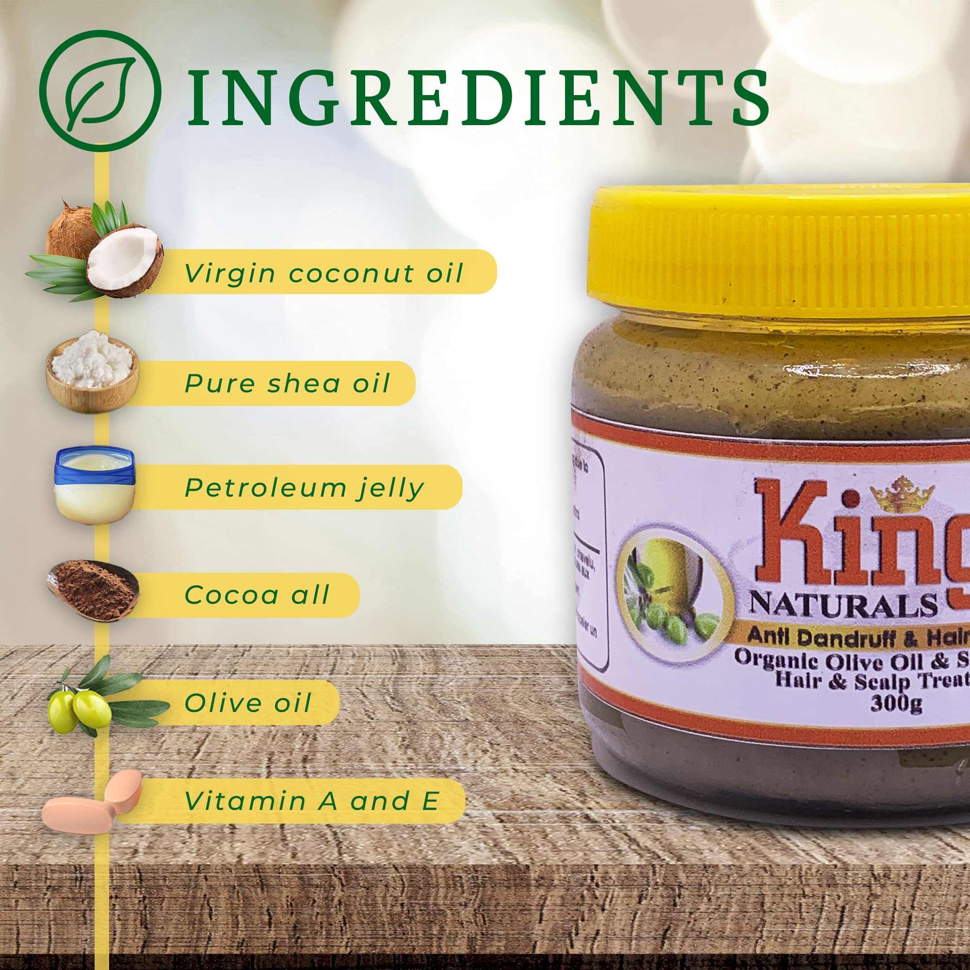 Kings Naturals Anti Dandruff and Hair Growth 10.5oz Moisturizing Hair and Scalp Treatment with Brown