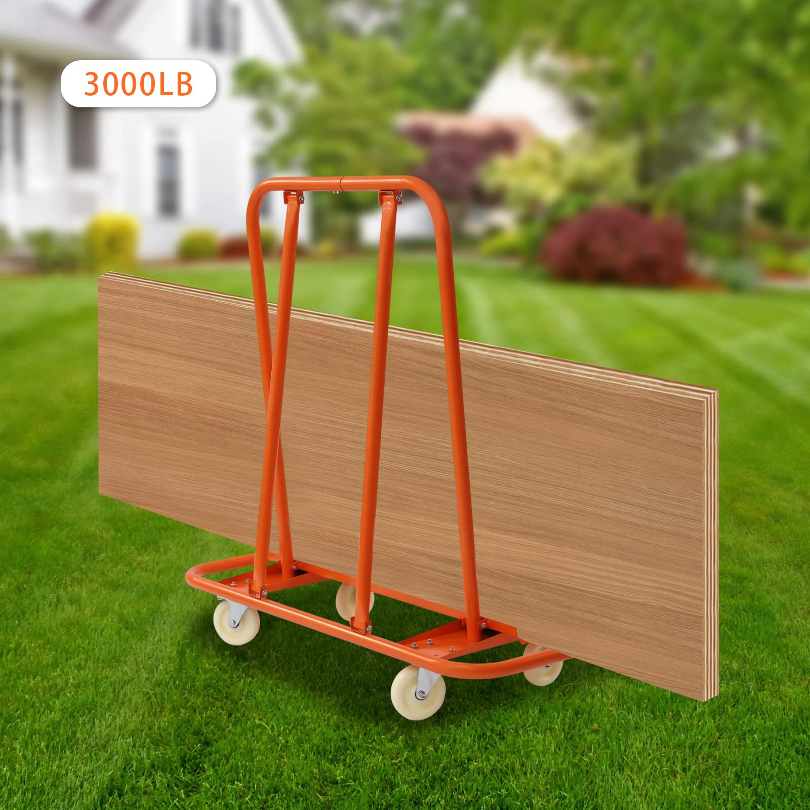 Drywall Cart Dolly, 3000LBS Commercial Grade Handling Sheetrock Panel Tool Truck Casters Panel Trolley Truck 4 Swivel Wheels