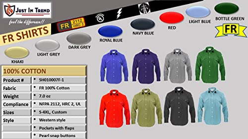 Flame Resistant FR Shirt - 100% C - Light Weight (X-Large, Light Grey)