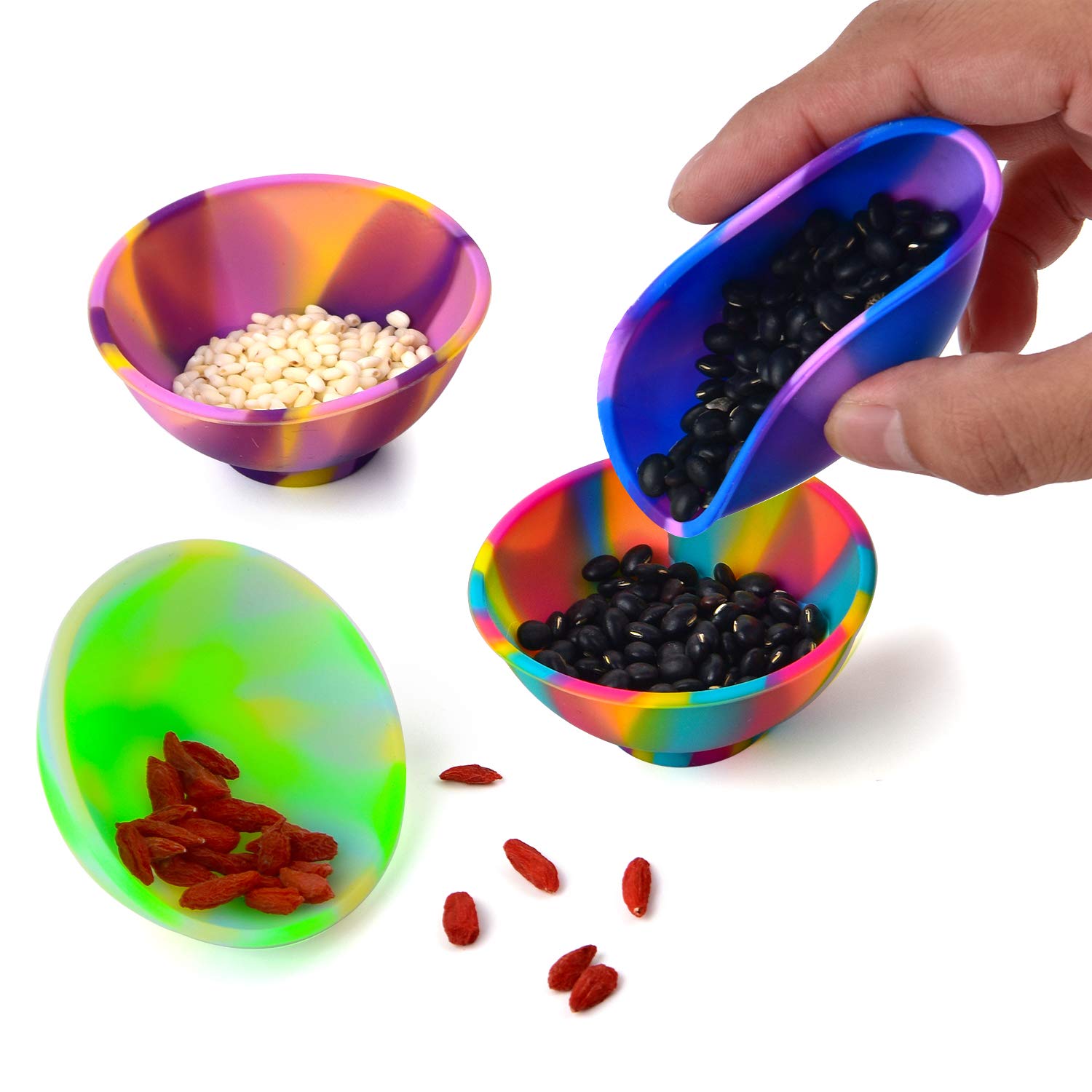 Coopay 8 Pieces Mini Silicone Bowls Multicolor Pinch Bowls Heat Resistant Snack Bowls Prep and Serve Bowls, Unbreakable, Flexible, 1.75 Oz (Mixed Colors)