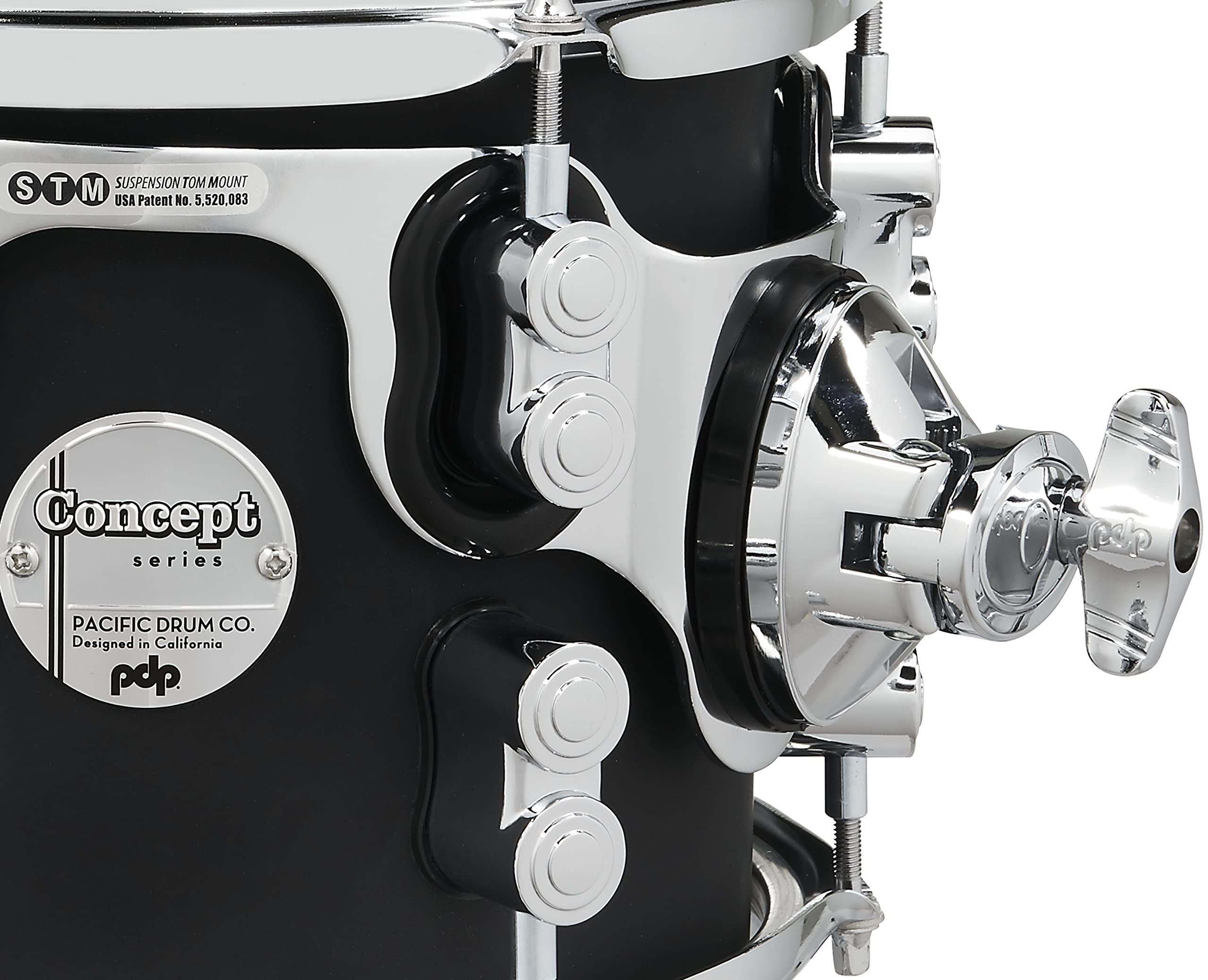 Pacific Drums & Percussion Drum Set PDP Concept Maple 7-Piece, Satin Black Shell Pack (PDCM2217BK)