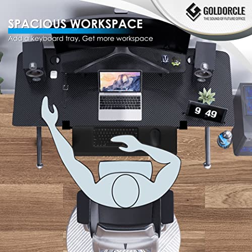 GoldOrcle Large Under Desk Keyboard Tray Slide Out, 25.5โ (30โ Including Clamps) x 11.8โ Pull Out C Clamp on Keyboard Stand Drawer Platform Shelf for Home or Office