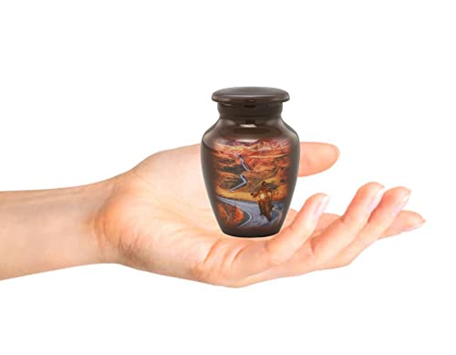 Motorcycle Keepsake Urn - Motorcycle Mini Cremation Urn for Ashes - Highway to Heaven Token Urn - Motorcycle Lovers Sharing Urn - Bikers Memorial Mini Ash Urn with Velvet Pouch & Case (Keepsake)