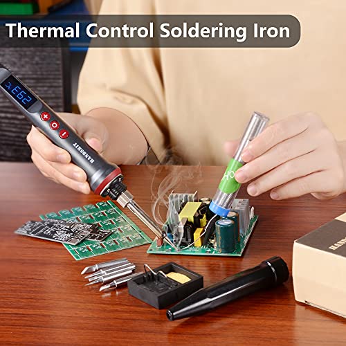 Electronics Soldering Iron Kit, [Upgraded] Soldering Iron 110V 90W LCD Digital Portable Soldering Kit 180-480℃(356-896℉), Welding Tool with ON/OFF Switch, Auto-sleep, Thermostatic Design