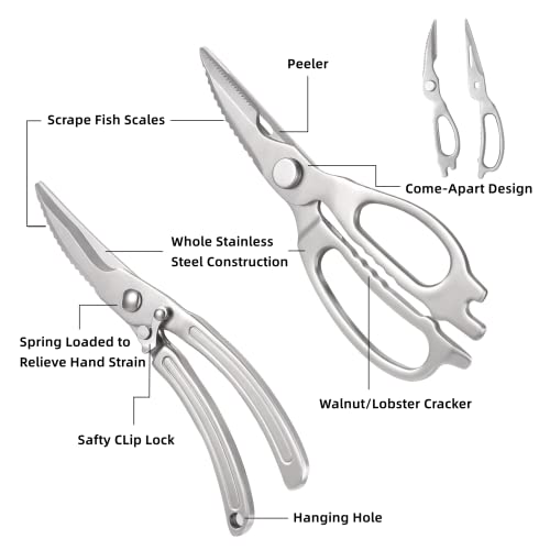 Heavy Duty Forged Poultry Shears,SinYe All PurPose Kitchen Shears with Magnetic Holder for Fridge,Pack of 2