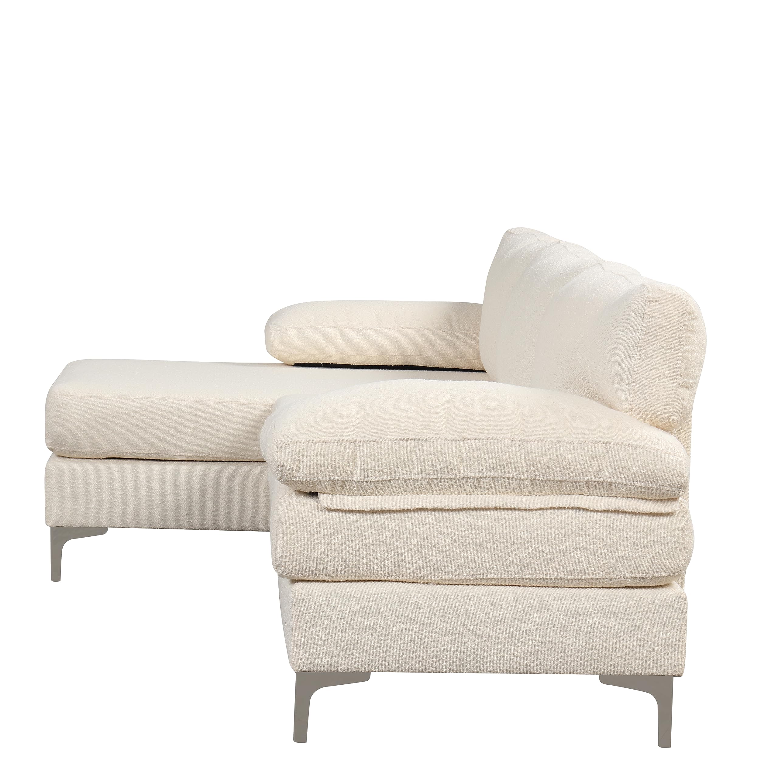 Casa Andrea Milano Luxury Modern Large Boucle L-Shape Sectional Sofa, with Extra Wide Chaise Lounge Couch