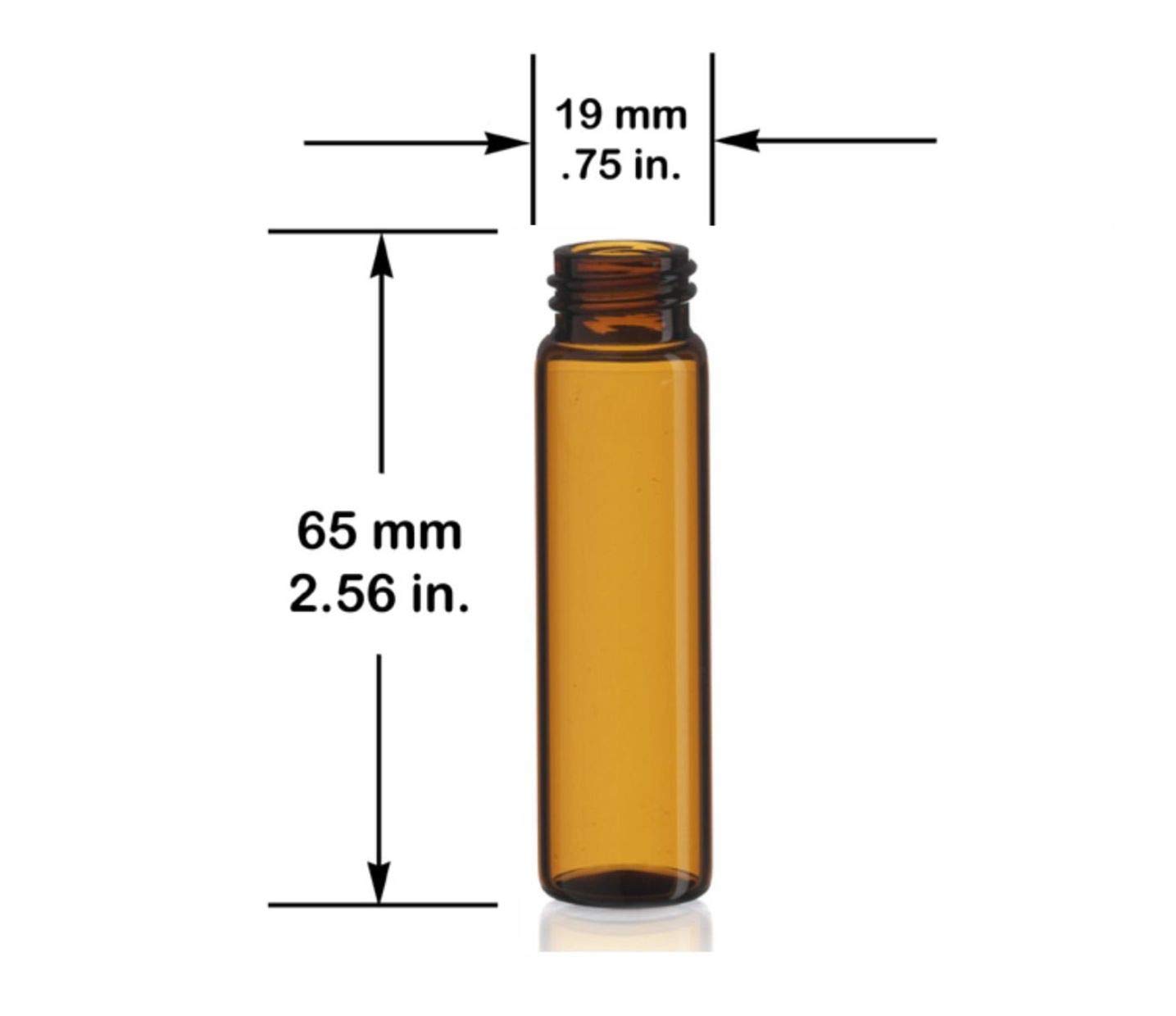 MagnaKoys 3 Dram Amber or Clear Glass Vials w/Polycone Foil Teflon Foam Liner Caps or Droppers (3 Dram w/Standard Liner Cap, Amber, 3)