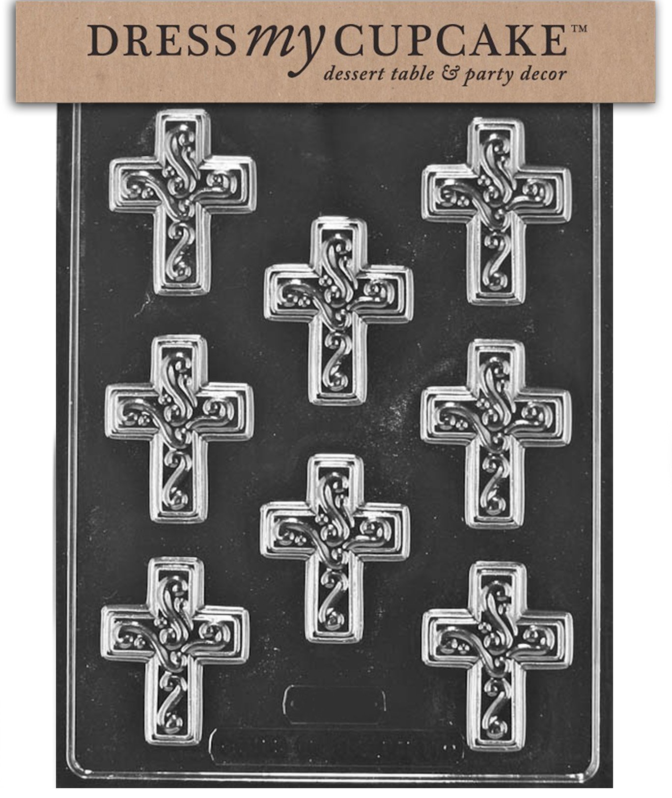 Dress My Cupcake Chocolate Candy Mold, Small Easter Cross with Swirl