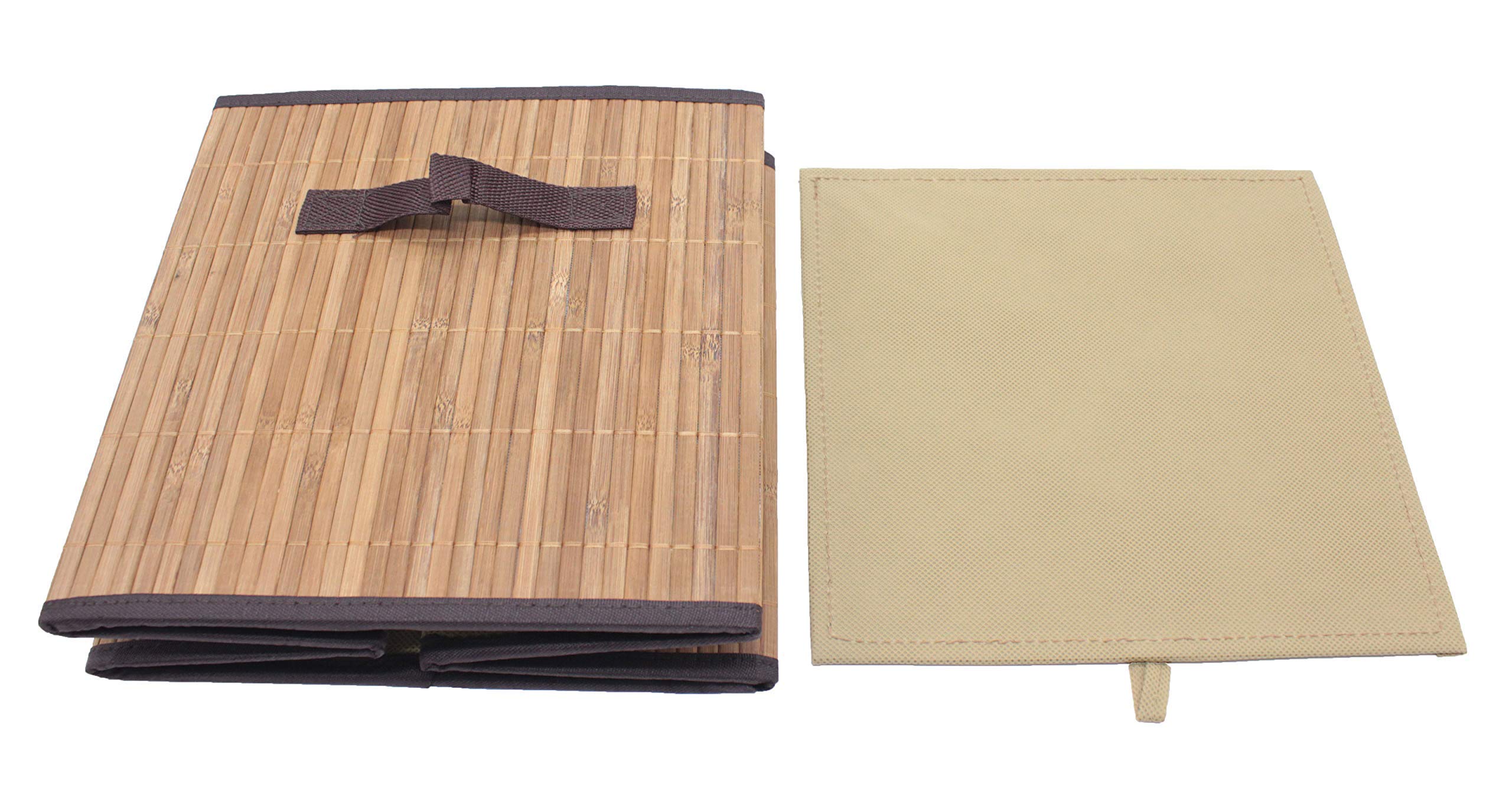 Seta Direct, Brown Natural Bamboo Collapsible Cube Storage Bins Shelf Organizer [3 Pack]
