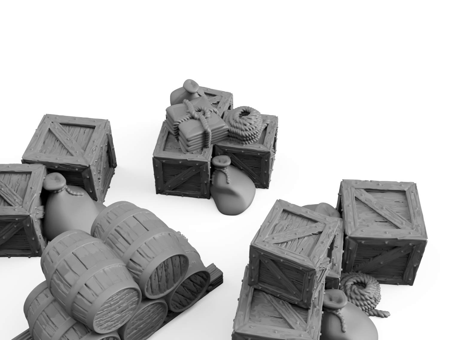 Port Ships Cargo Piles DND Terrain 28mm for Dungeons and Dragons, D&D, Pathfinder, Warhammer 40k, RPG, Miniatures, Age of Sigmar, Tabletop, D and D, Dungeons and Dragons Gifts