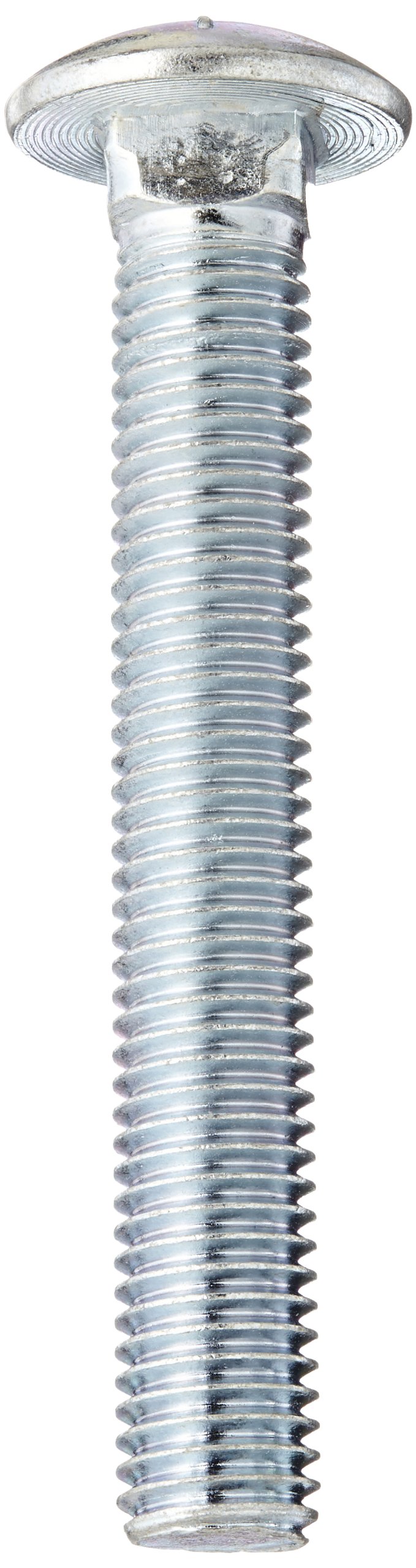 Steel Carriage Bolt, Grade 5, Zinc Plated Finish, Square Neck, Round Head, Meets ASME B18.5/SAE J429, 1-3/4" Length, Fully Threaded, 1/2"-13 UNC Threads (Pack of 10)