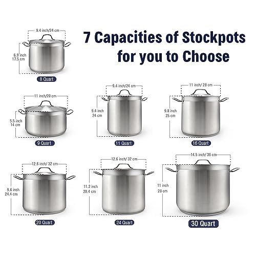 Cooks Standard 02616 Professional Grade Lid 30 Quart Stainless Steel Stockpot, Silver