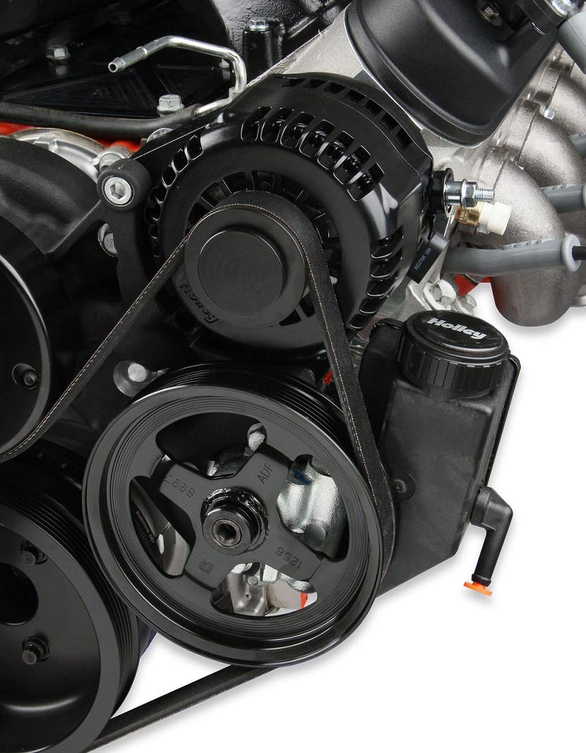 NEW HOLLEY BLACK PREMIUM MID-MOUNT LS7 COMPLETE ACCESSORY SYSTEM W/ SD7 A/C COMPRESSOR,ALTERNATOR,P/S PUMP,TENSIONER,SFI CERTIFIED DAMPER W/BILLET CRANK PULLEY,COMPATIBLE WITH GM LS ENGINES