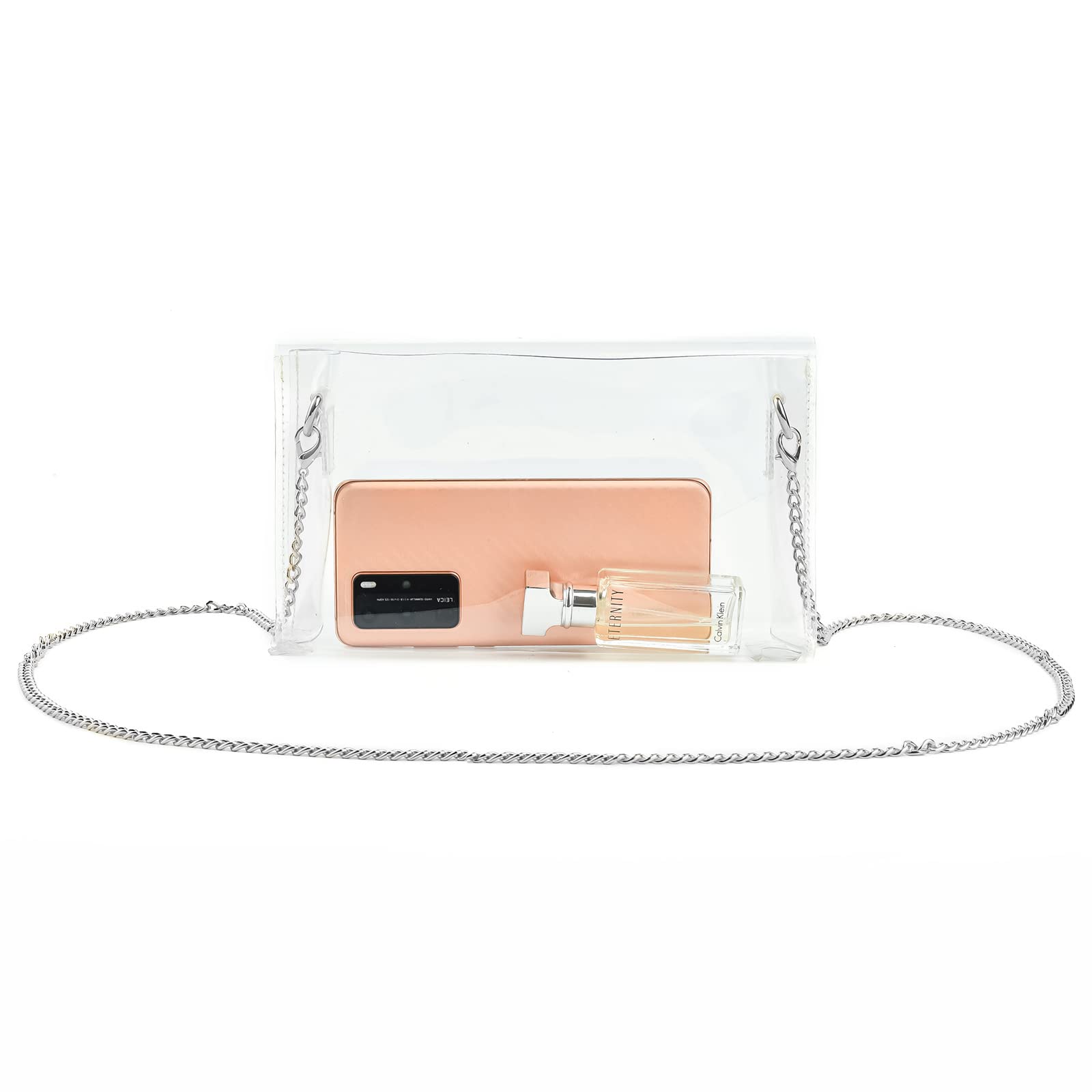 Didida Clear Purse,See Through Transparent Crossbody Bag with an Extra Small Bag,Clear Bags for Women Stadium Approved,Sliver
