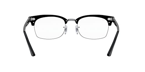 Ray-Ban RX3916VF Clubmaster Square Low Bridge Fit Prescription Eyeglass Frames, Shiny Black/Demo Lens, 55 mm