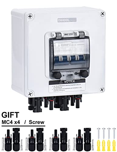 DIHOOL 16 Amp Outdoor Disconnect Box IP66 Waterproof, 2 in 2 Out Miniature Circuit Breakers with Power Distribution Box