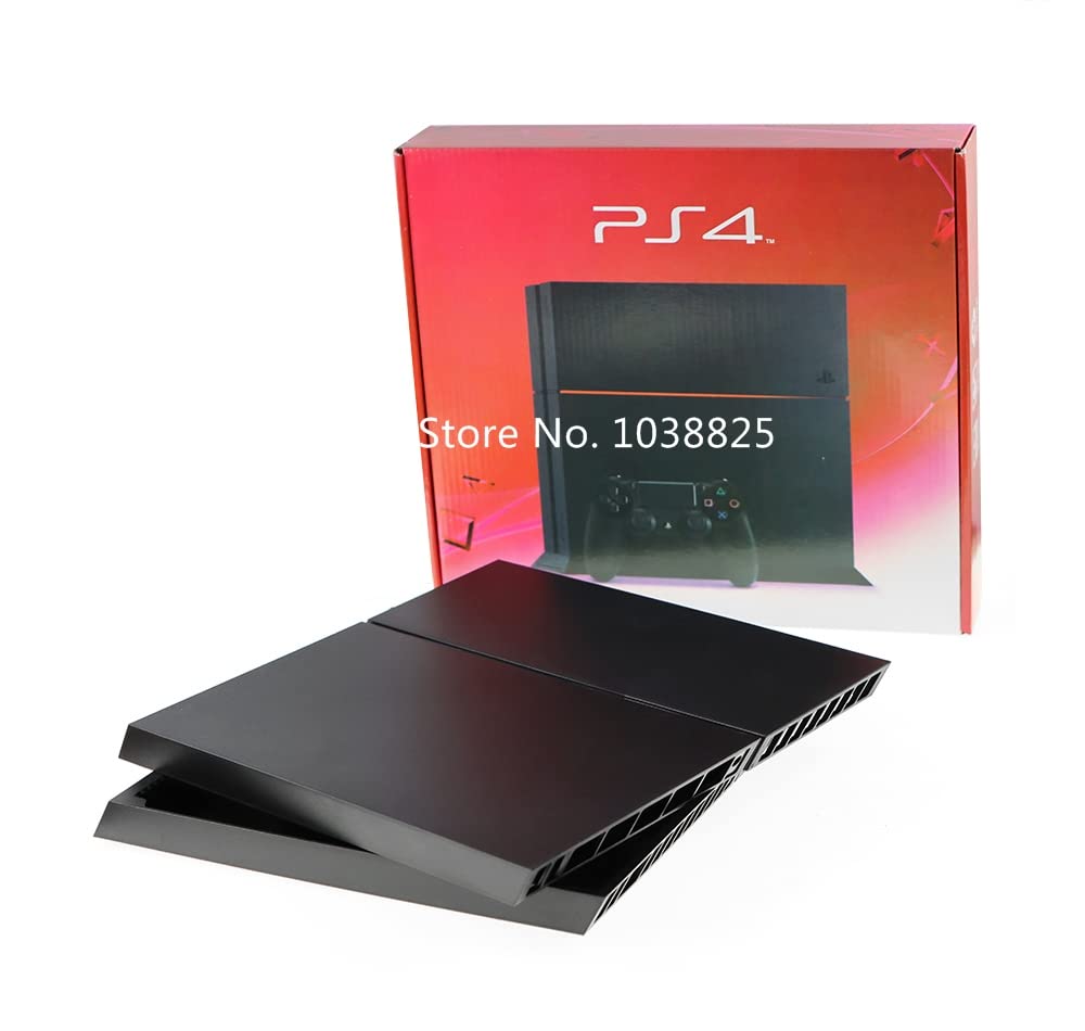 New Replacement Top Upper & Bottom Cover Full Housing Shell Case Cover for PS4 1200 CUH-1206 CUH-1209 CUH-12XX Console with Screws Stickers Black