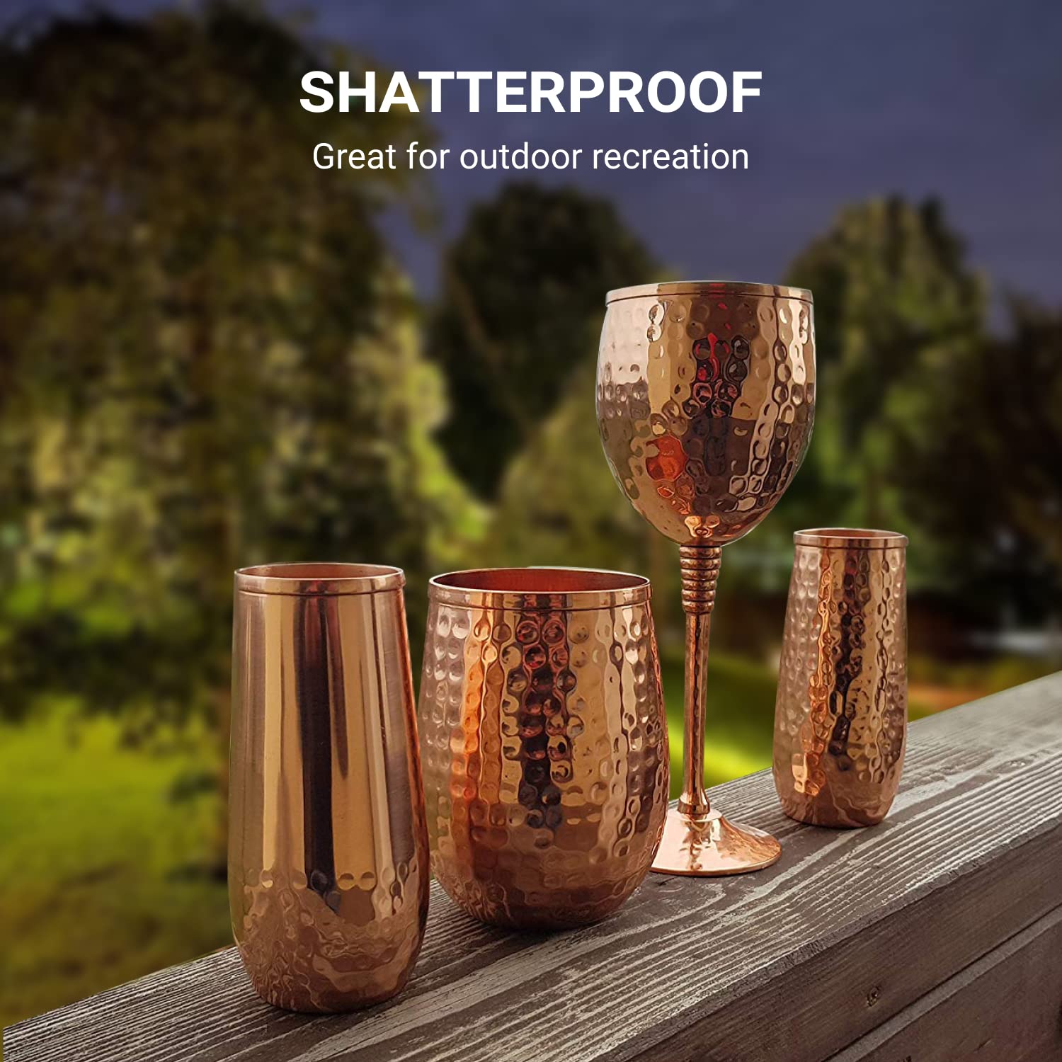 Copper wine glasses set of 4 β 17oz gleaming 100% solid hammered copper stemless wine cups β Valent for men and women β great copper tumblers for red or white wine and Moscow mules.
