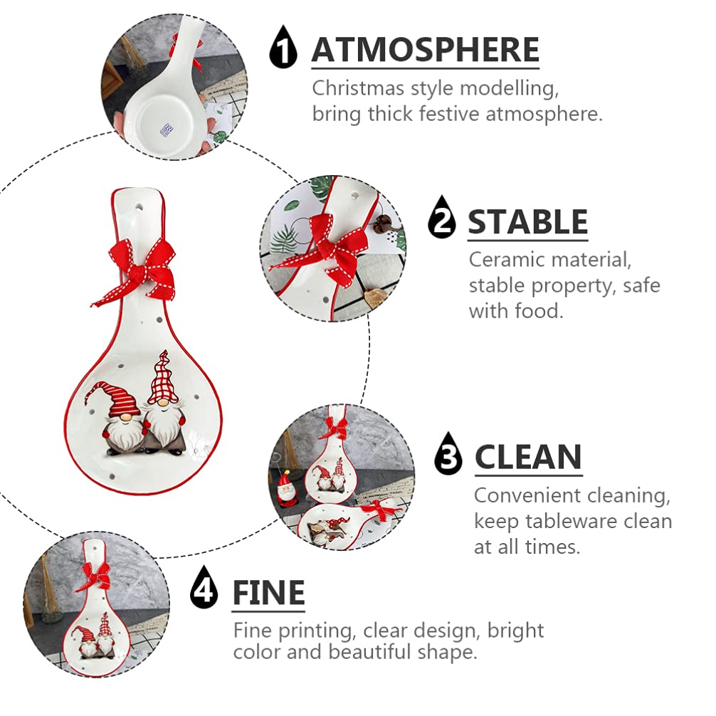 DOITOOL Santa Claus Spoon Rest Ceramic Christmas Spoon Rest kitchen Stove Spoon Holder Modern Farmhouse Spoon Rest Christmas Party Decorations