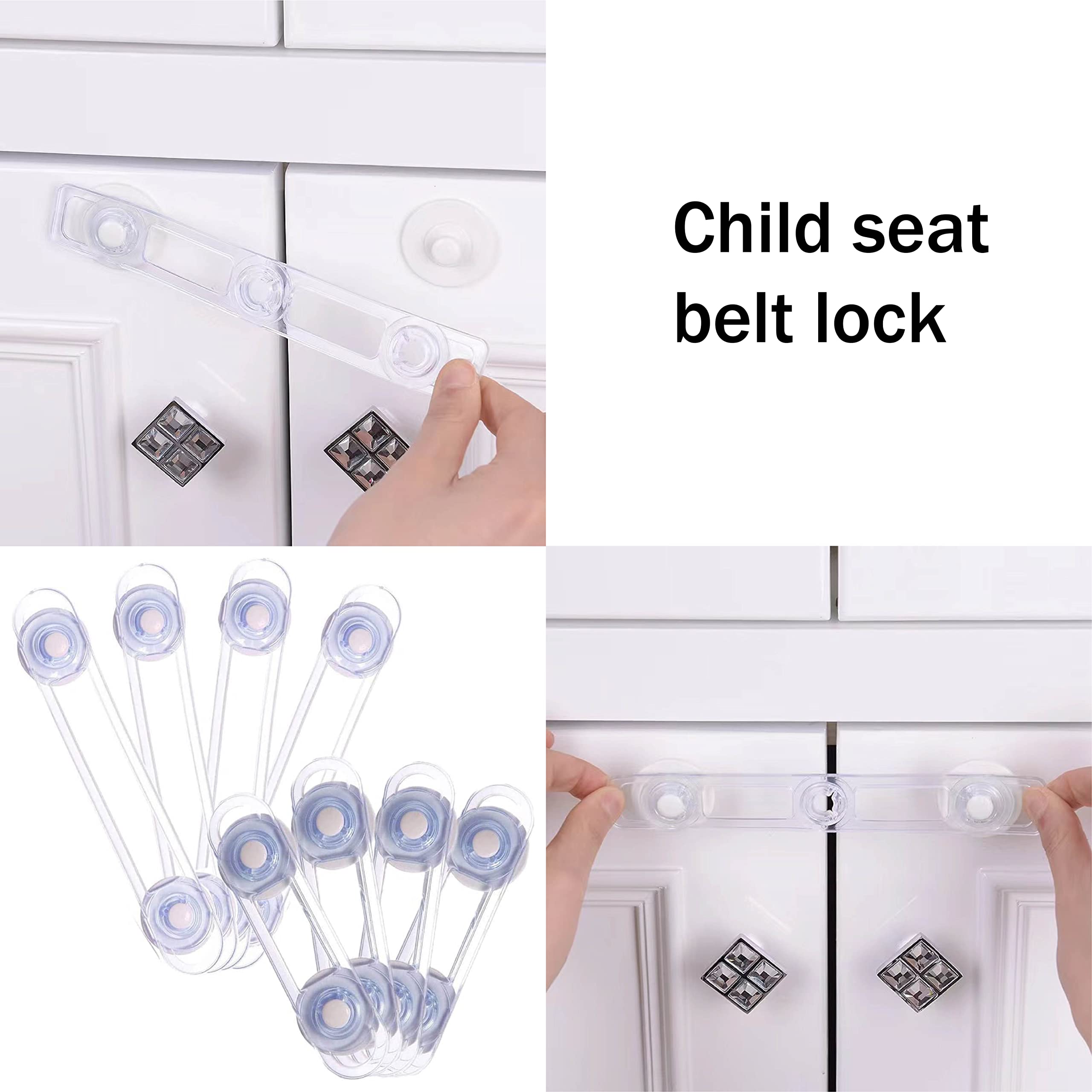 Cupboard Locks for Children, 8-Pack Transparent Child Locks Easy to Install Child Safety Cupboard Locks Child Locks for Kitchen cupboards Multipurpose Door Latch for Kitchen cabinets, Drawers, Oven