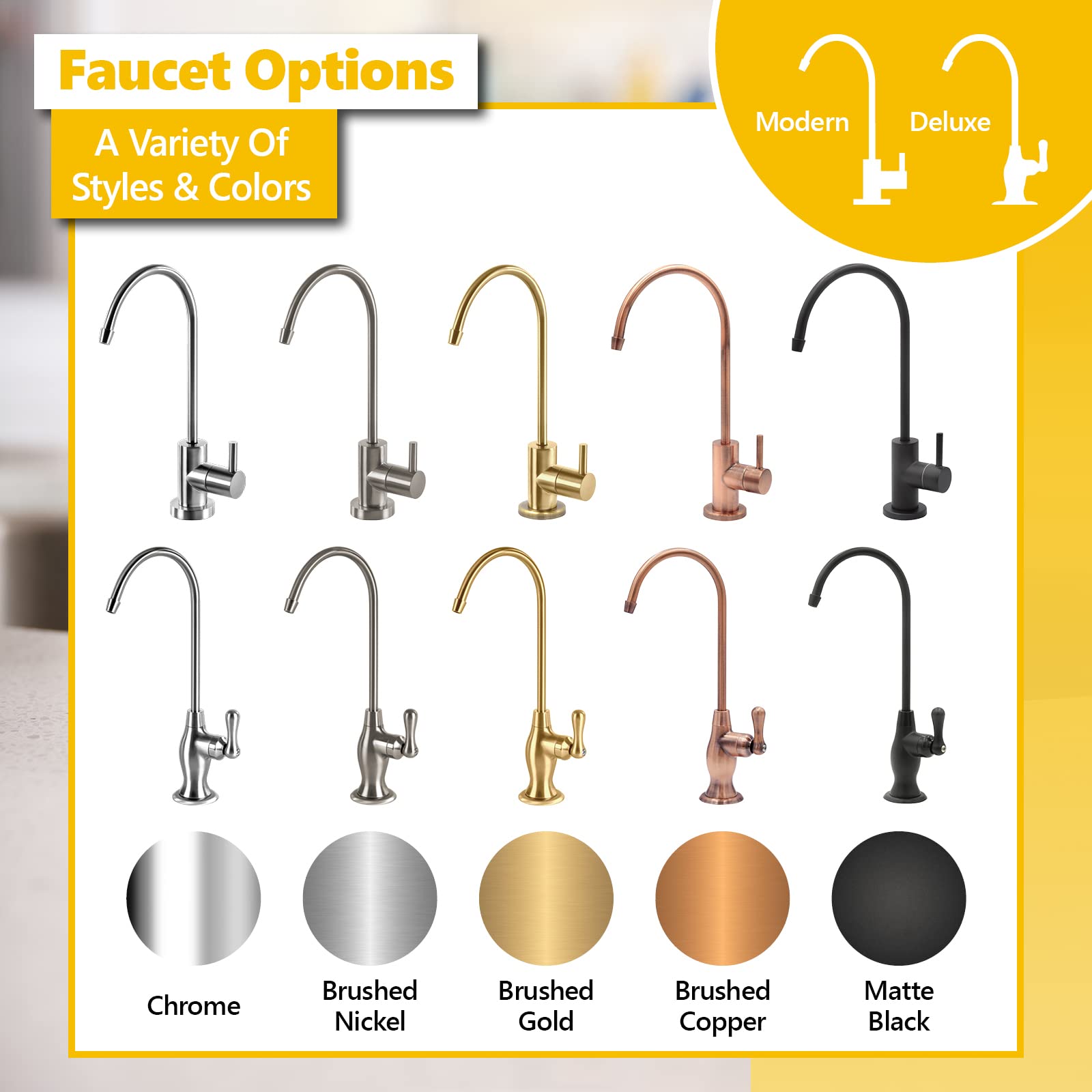 Express Water Modern Water Filter Faucet β Chrome β Drinking Water Faucet β Reverse Osmosis Filtration System and Kitchen Sink Beverage Faucet