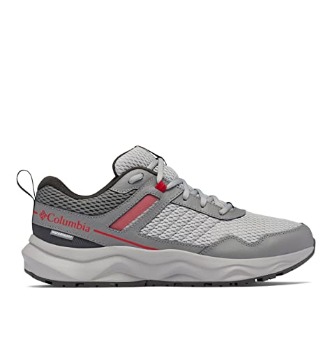 Columbia Men's Plateau Waterproof Hiking Shoe, Steam/Mountain Red, 11.5