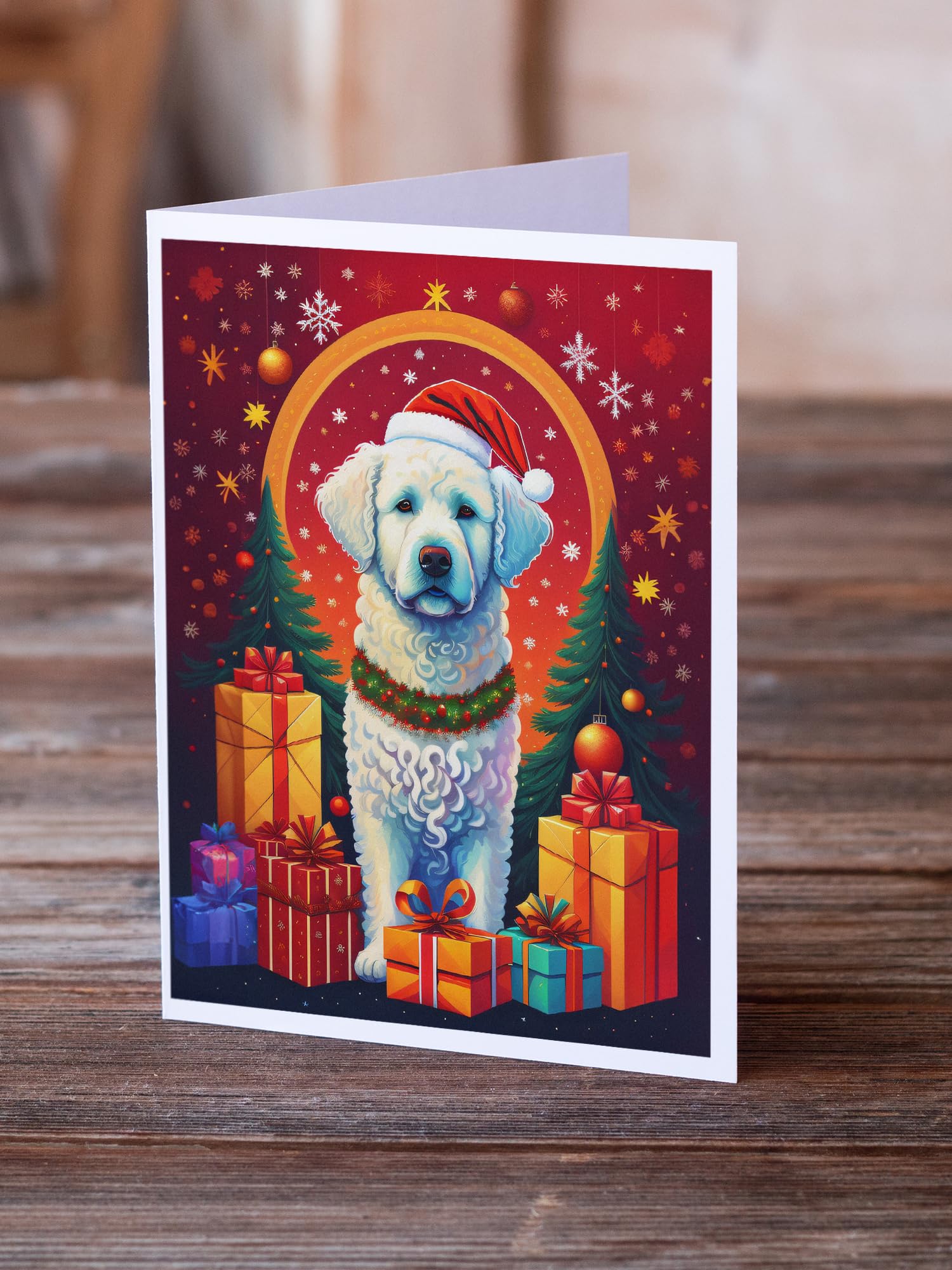 Caroline's Treasures DAC3116GCA7P Kuvasz Holiday Christmas Greeting Cards Pack of 8 Blank Cards with Envelopes Whimsical A7 Size 5x7 Blank Note Cards