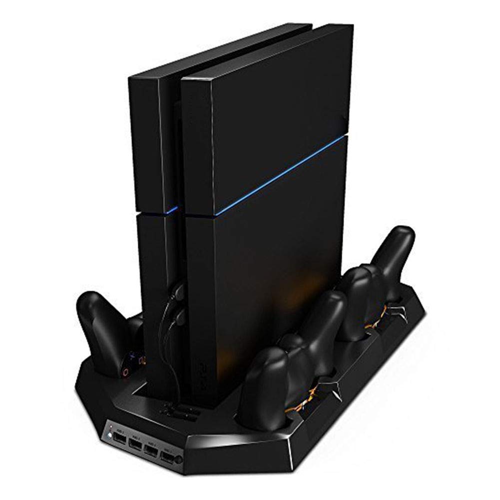 New Vertical Stand Dual Cooling Fan for Playstation 4 Console Four Charging Stations for Dual Shock4 PS4 Controllers
