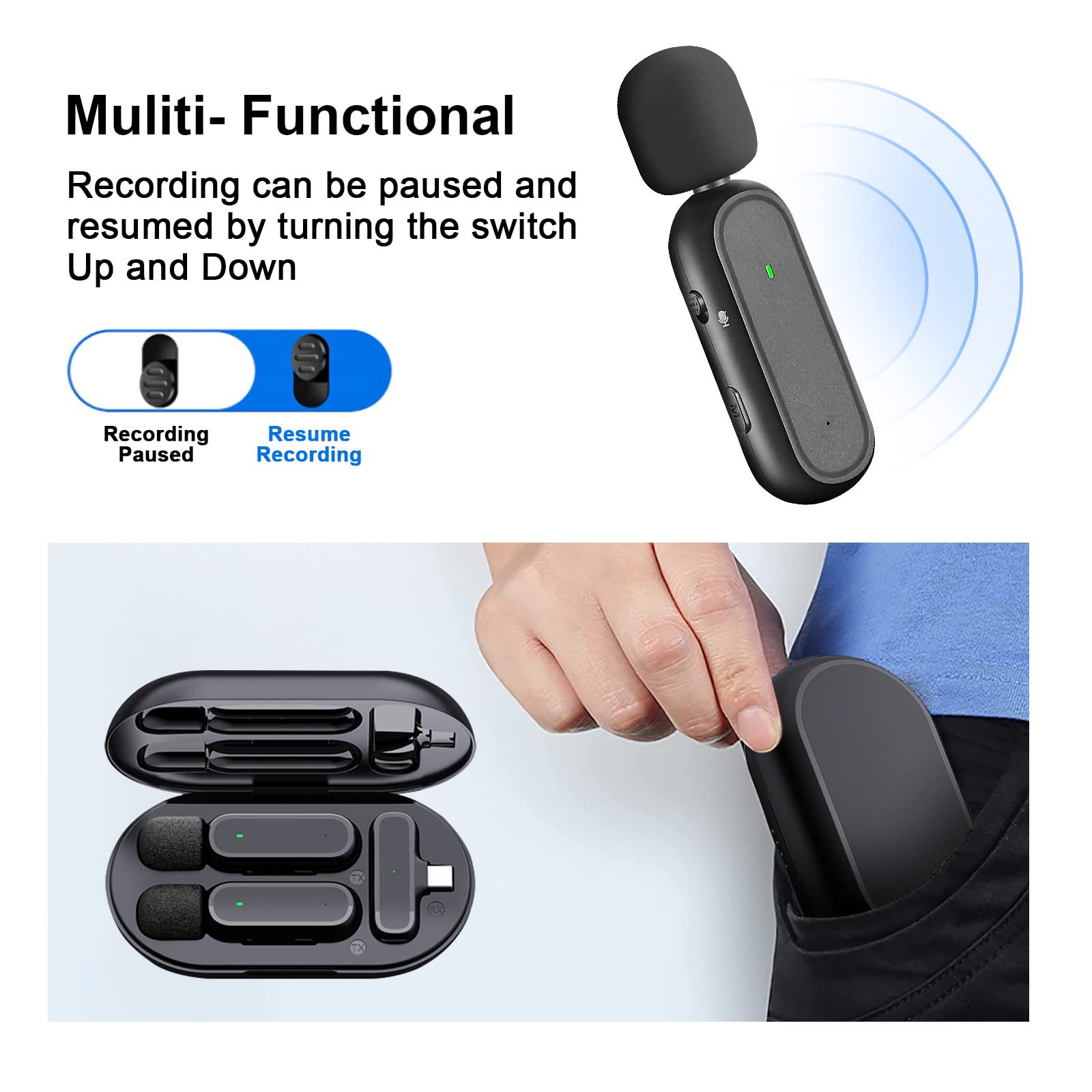Dienmern Lavalier Microphone with Charging