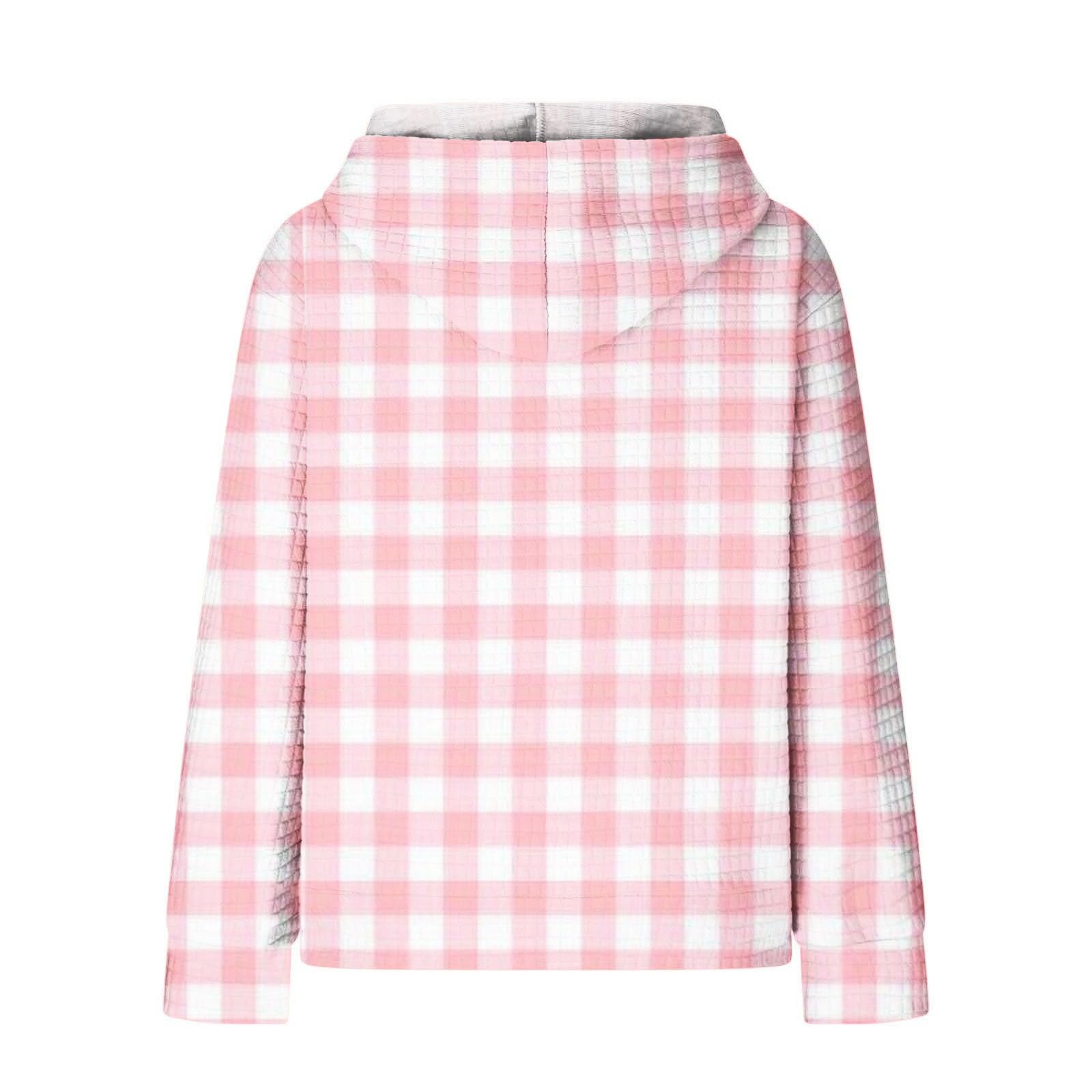 Ceboyel Women Waffle Knit Cute Hoodies Drawstring Pullover Sweatshirts Fashion Casual Sweaters Comfy Fall Clothes Outfits volleyball Sweatshirt Pink 3X