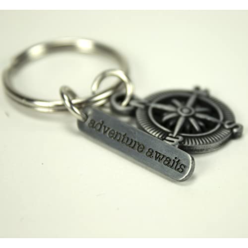 Cathedral Art Abbey & CA Gift Adventure Awaits Key Ring W/Compass, 4"x1"x0.25", Multi