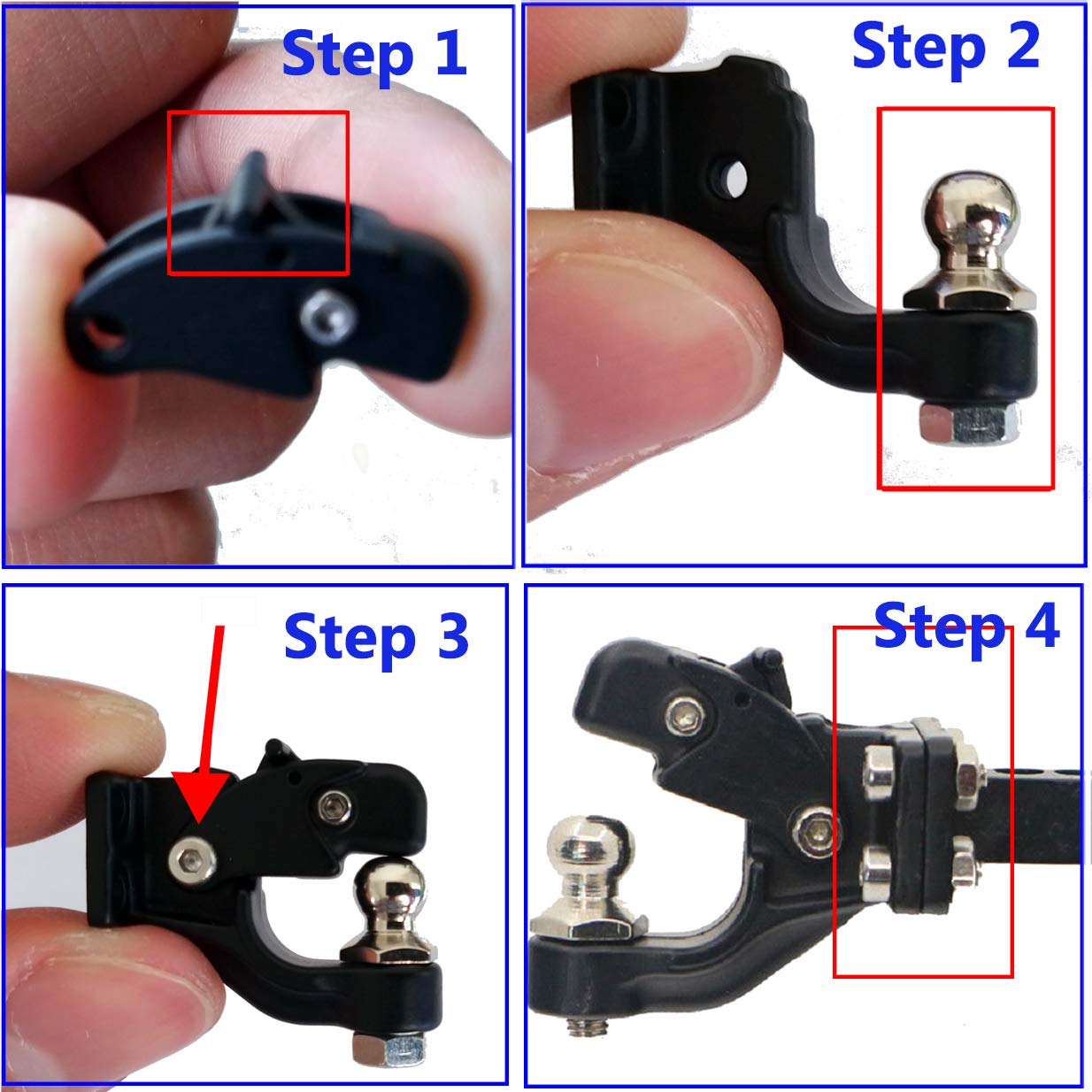 Share Goo Metal 1/10 RC Hitch Trailer Hook Simulation Climbing Tow Shackles Compatible with Traxxas TRX-4 90046 90047 SCX10 1/10 RC Crawler Ca