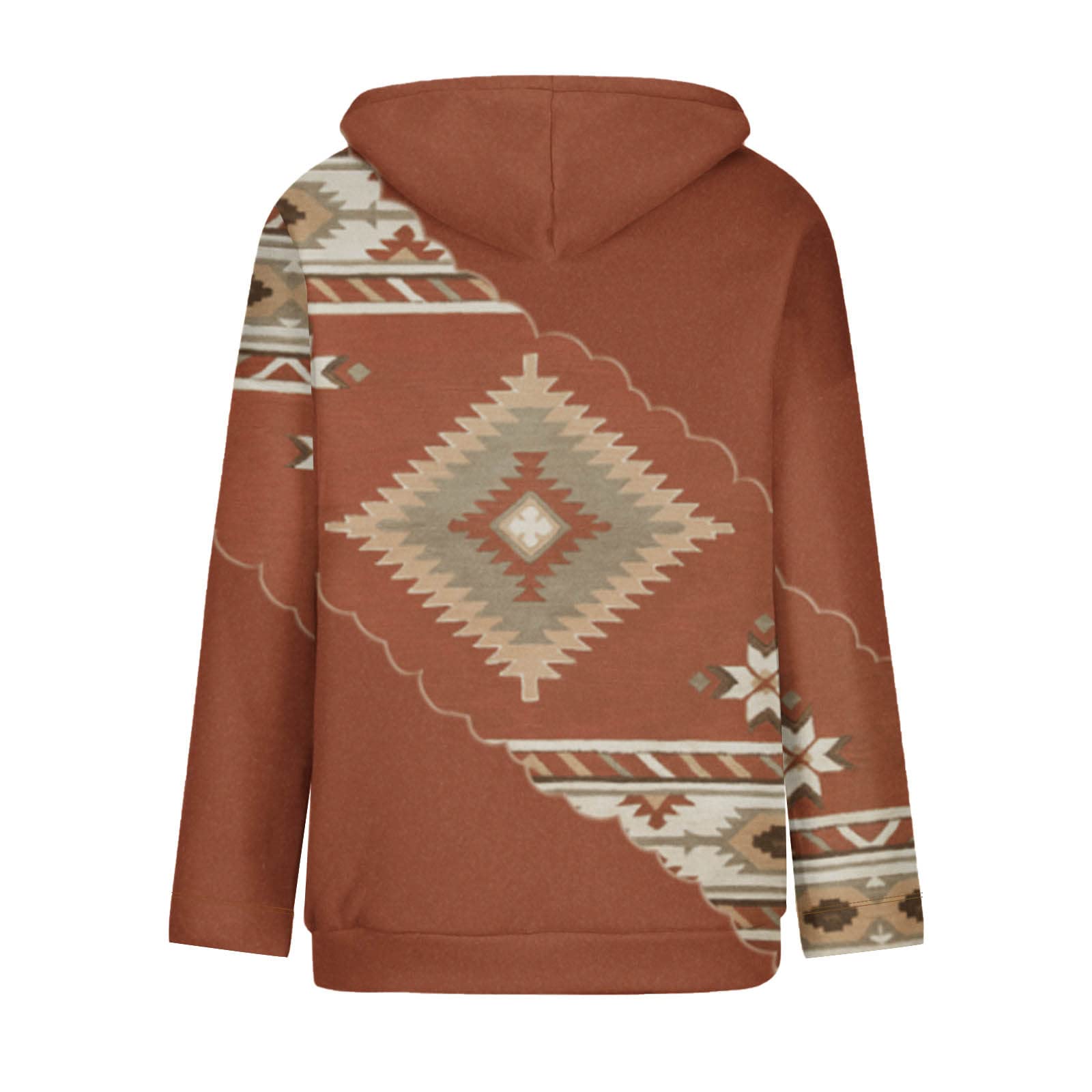 Ceboyel Women Western Aztec Hoodies Drawstring Sweatshirt Pullover Ethnic Vintage Graphic Shirts Tops Causal Fall Clothes sweatshirt for Women Trendy Graphic Coffee M