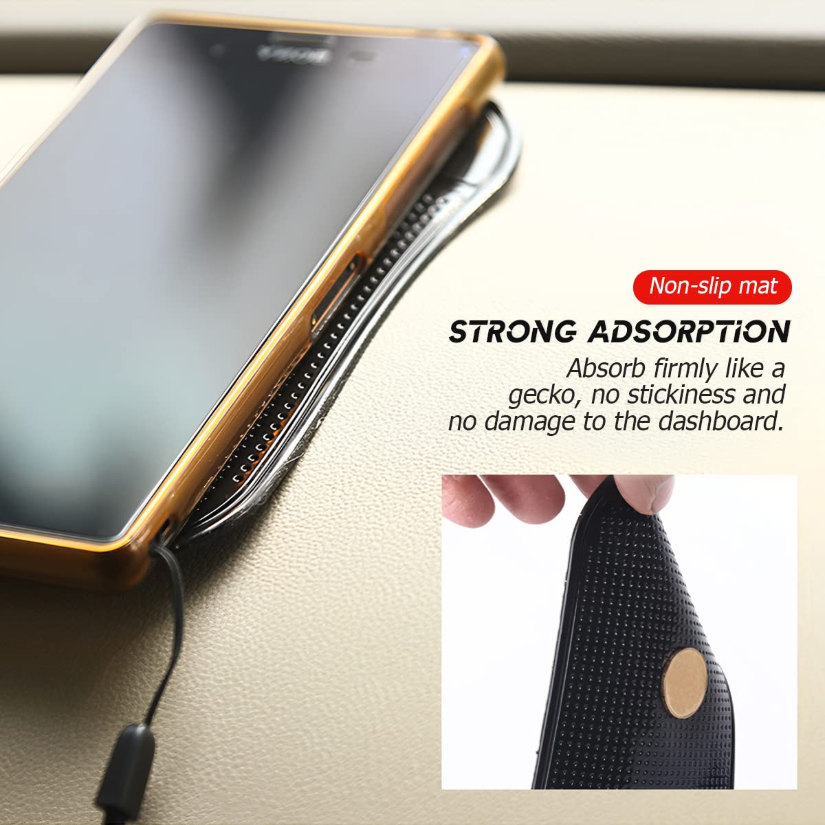 Car Dashboard Non Slip Mat, 10 Pcs Anti-Slide Sticky Pads for Auto Dashboard, Dash Grip Pad with Strong Adhesive, Heat Resistant Mats for Cell Phone Keys Sunglasses Coins, Vehicle Dash Accessories