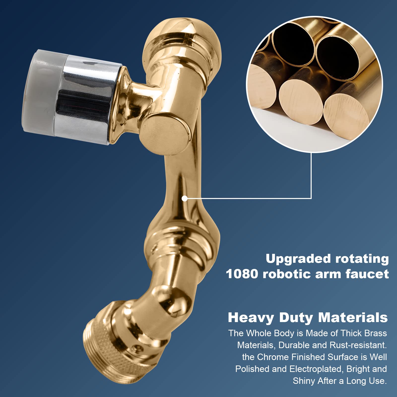 Edulnke 1080 Degree Rotating Faucet Extender,Bigger Angle 1080° Swivel Robotic Arm Extension Aerator,Multifunctional Splash Filter Extender Universal Model Kitchen/Bathroom Sink (1Pcs), Silver