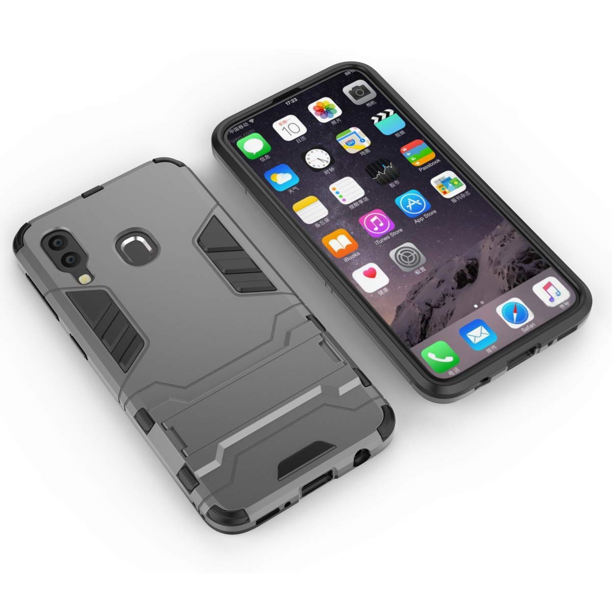 CaseExpert Samsung Galaxy A40 Case, Shockproof Rugged Impact Armor Slim Hybrid Kickstand Protective Cover Case for Samsung Galaxy A40 Grey