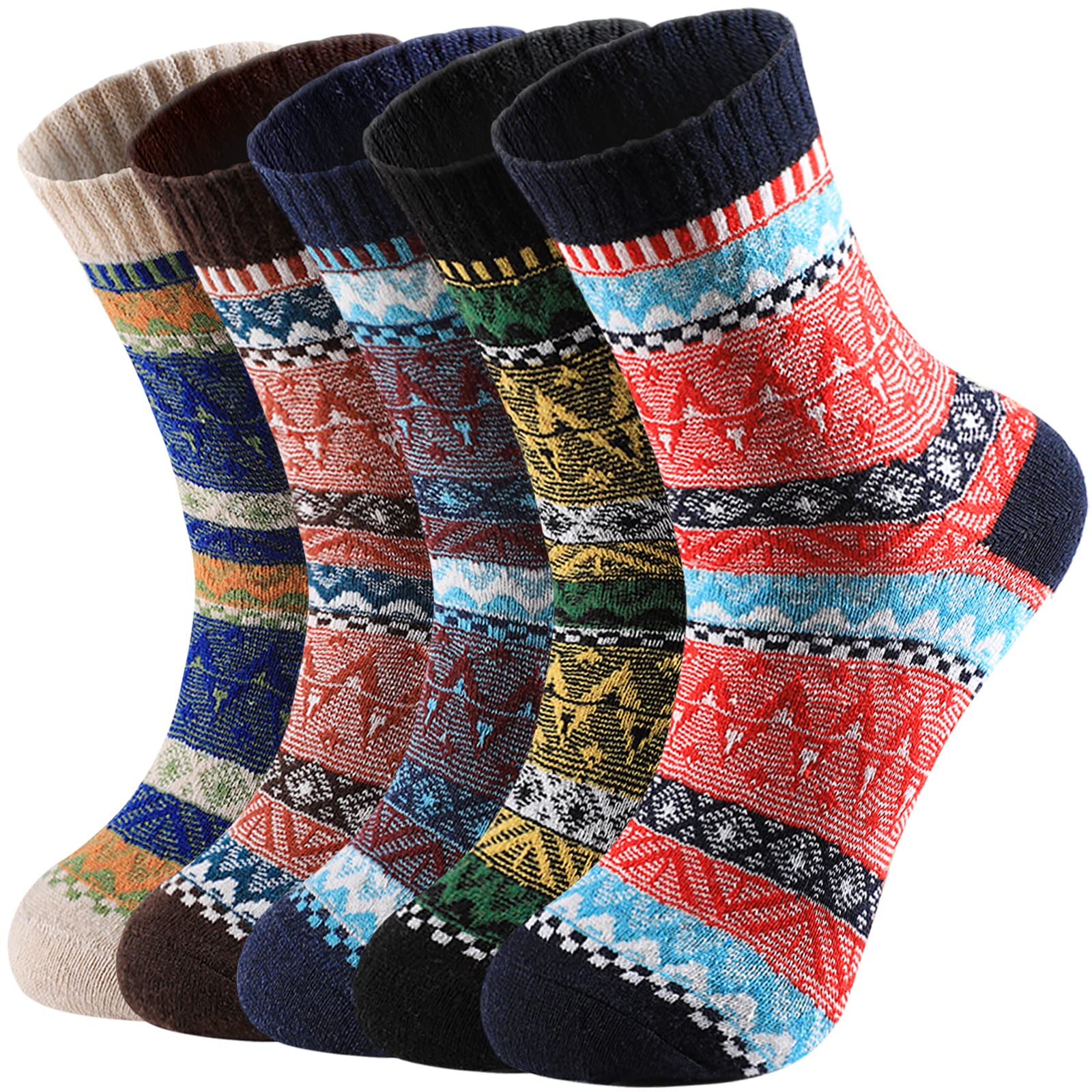 coclothy Wool Socks for Women - Womens Wool Socks Winter Socks for men Warm Thick Knit Wool Soft Vintage Casual Crew Socks