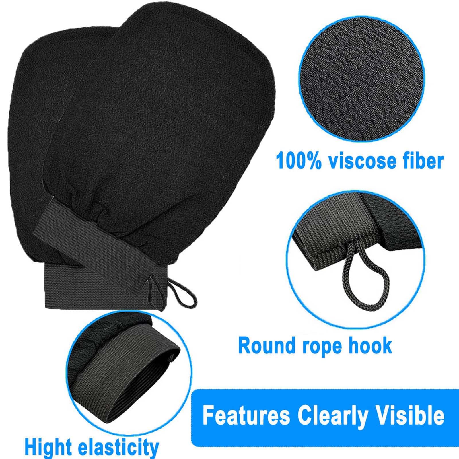 Deep Exfoliating Mitts, 2 Pack Microdermabrasion Exfoliating Gloves for Cleaning Skin, Removes Dead Skin and Dirt, Great for Self-Tanning Preparation, Home Exfoliating Gloves
