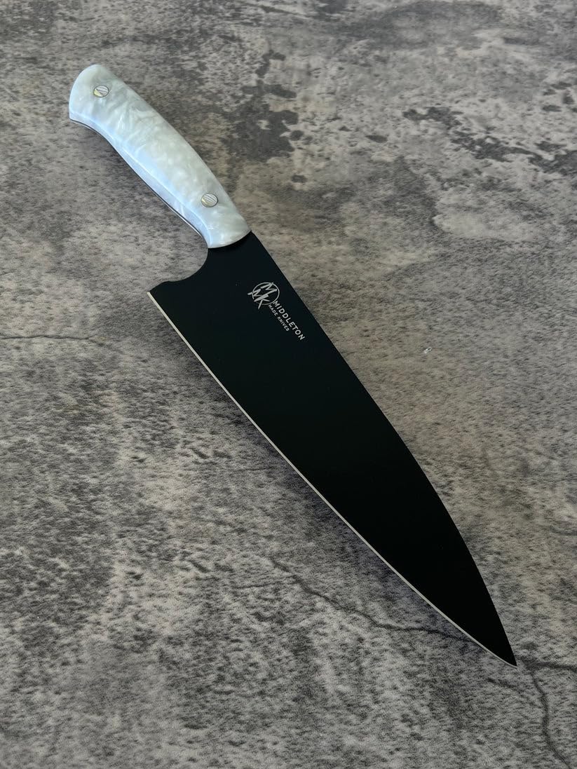 Middleton Made Knives Echo 8 Inch Chef Knife - Handmade Professional Chef Knife - Chefs Knife Made with AEB-L Stainless Steel - USA Made Knife - Great Chef Gifts - Blue